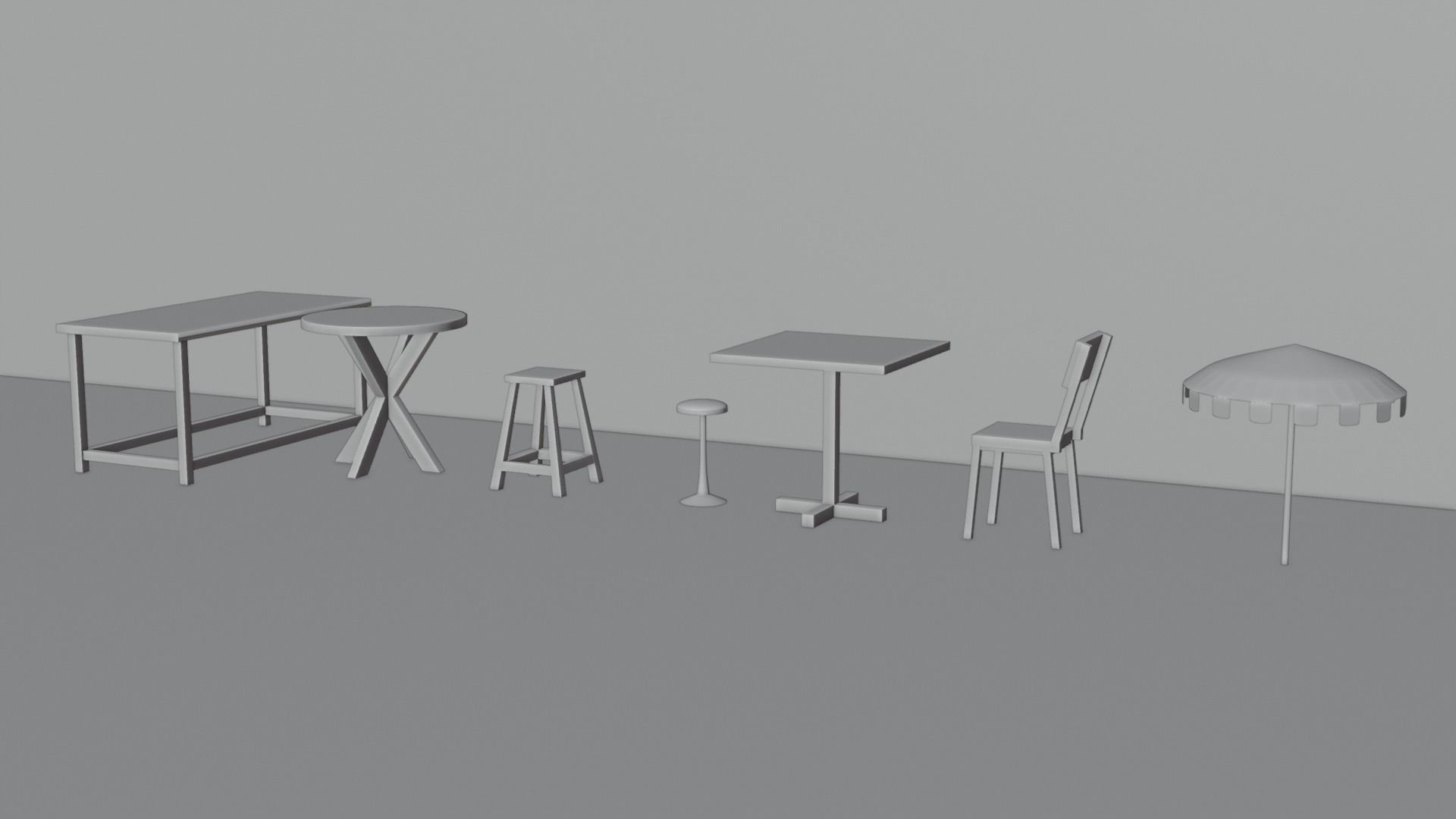 3D model Tables Chairs Umbrella cafe and outdoor 3d models VR / AR / low-poly | CGTrader