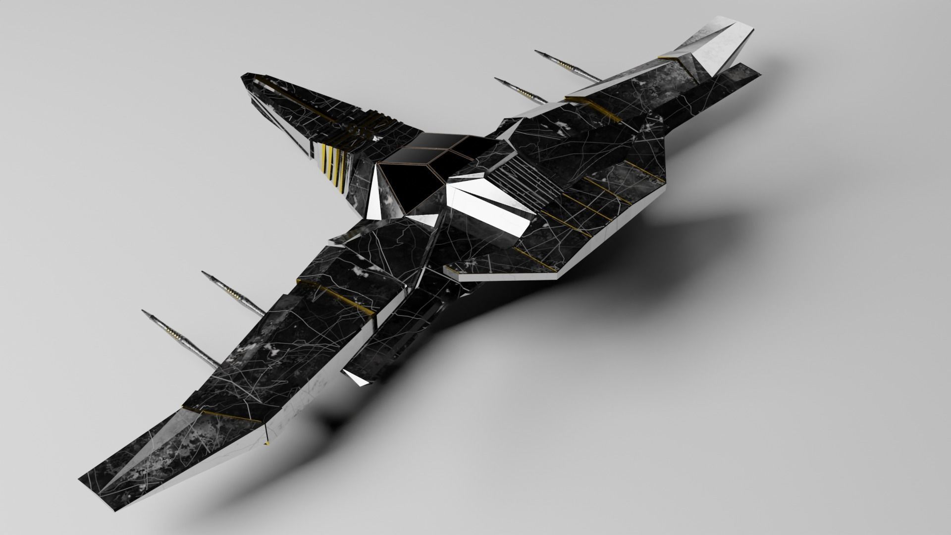 3D model Fighter Spaceship low poly 4k texture VR / AR / low-poly ...