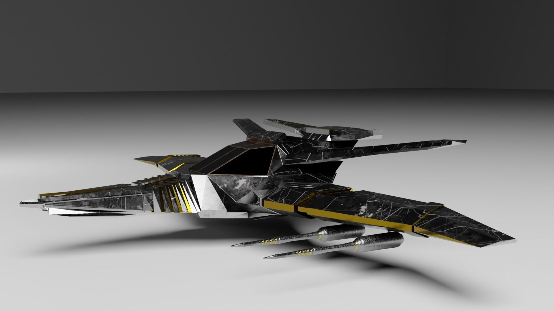3D model Fighter Spaceship low poly 4k texture VR / AR / low-poly ...