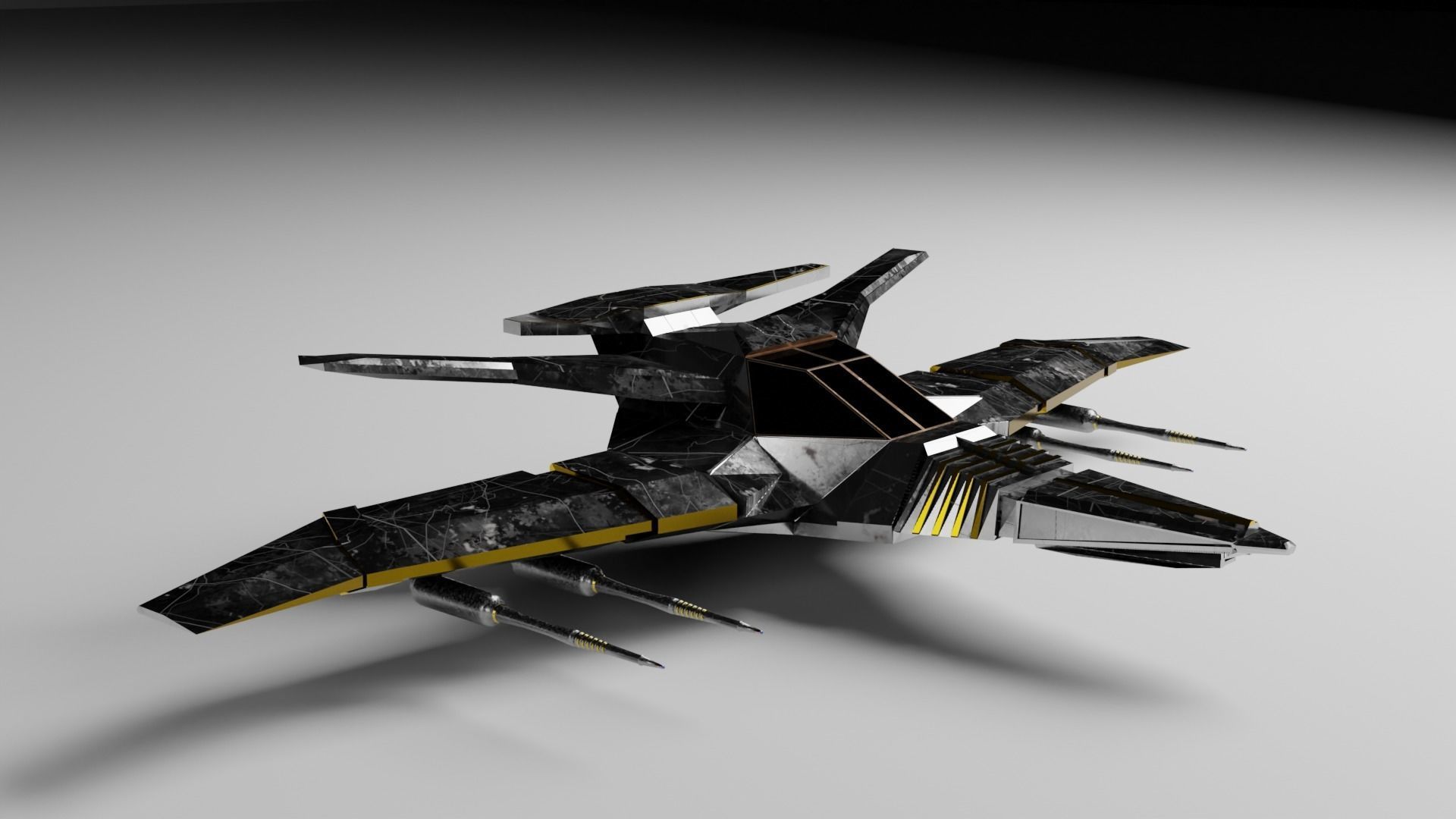 3D model Fighter Spaceship low poly 4k texture VR / AR / low-poly ...