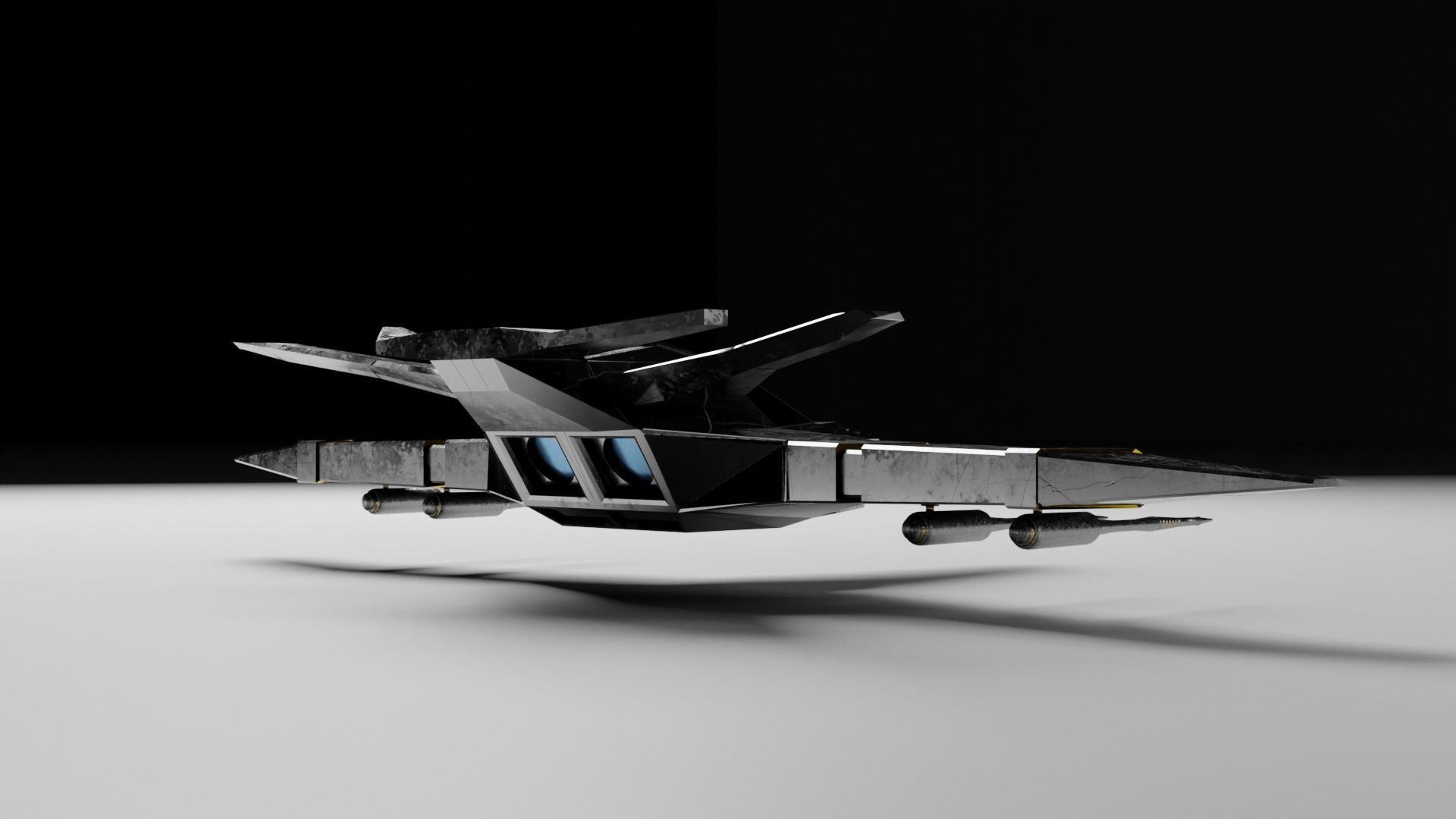 3D model Fighter Spaceship low poly 4k texture VR / AR / low-poly ...