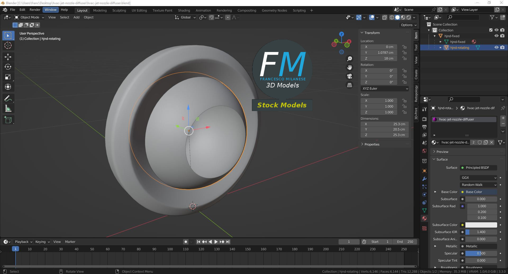 HVAC jet nozzle diffuser 3D model | CGTrader
