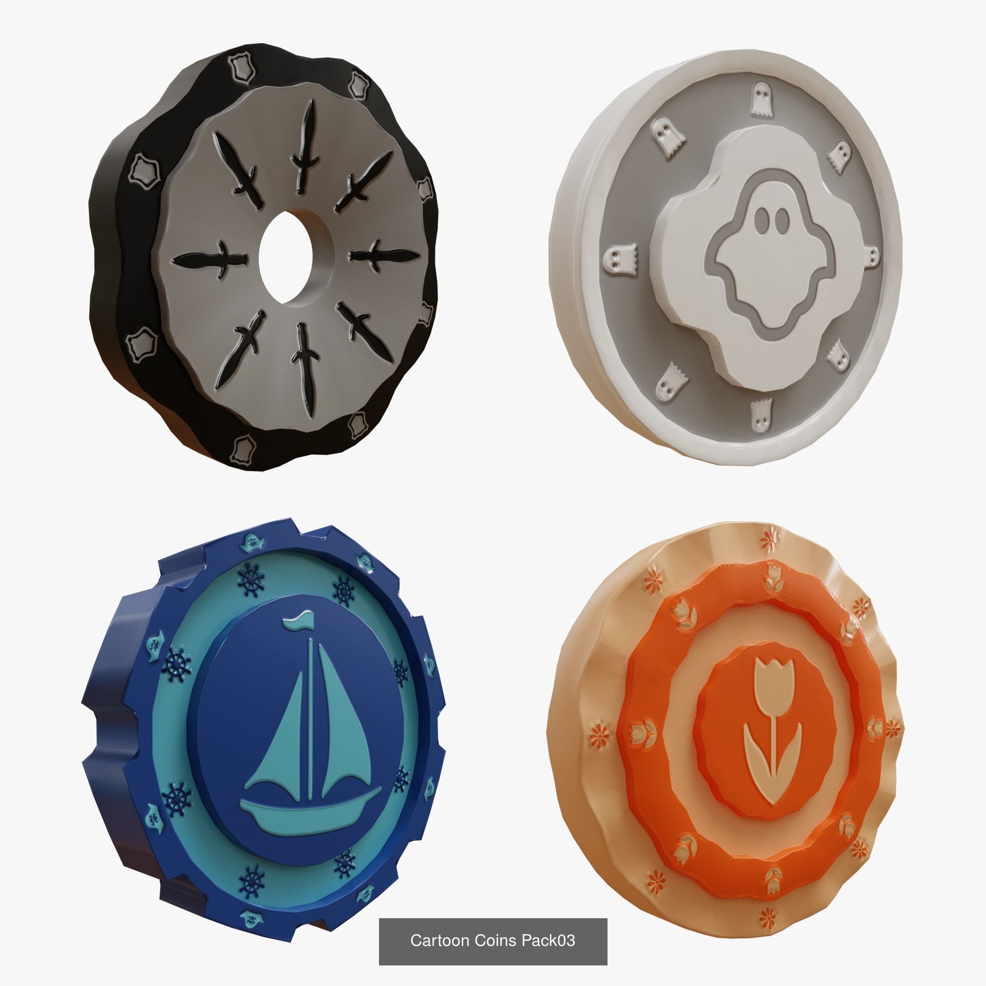 3D Model Collection Cartoon Coins Full Pack VR / AR / low-poly | CGTrader