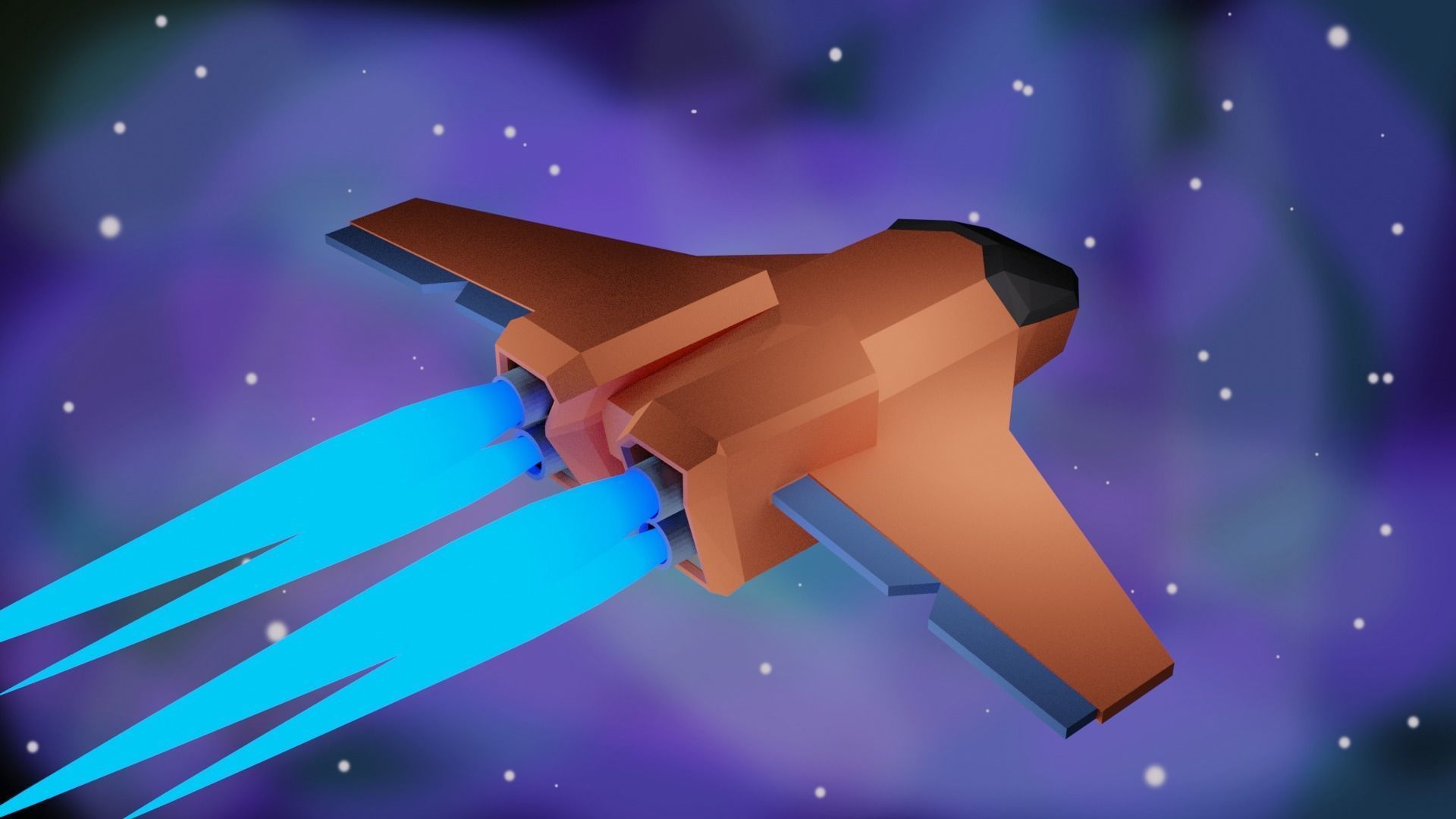3D model Orange Cartoon Space Ship VR / AR / low-poly | CGTrader