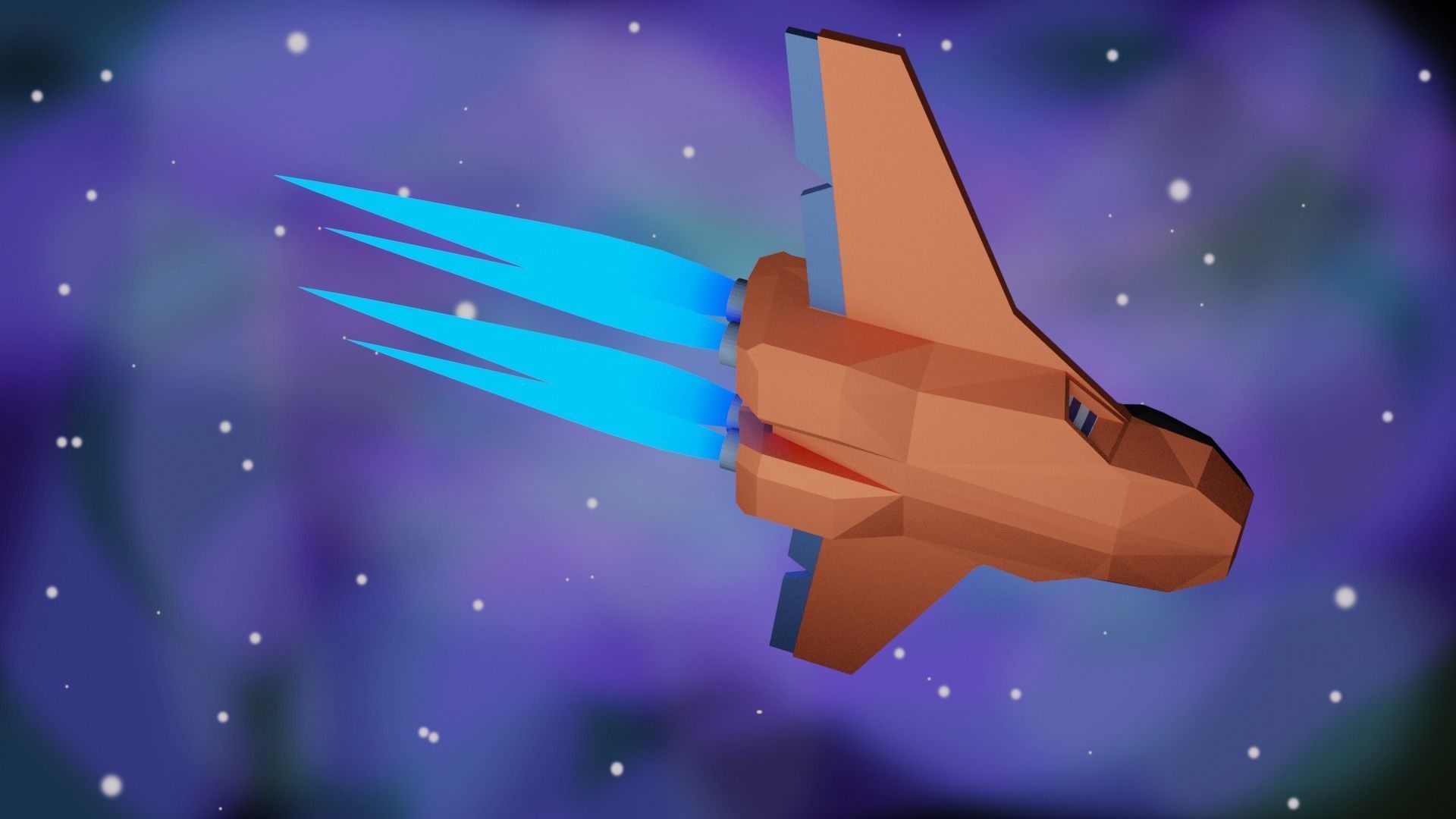 3D model Orange Cartoon Space Ship VR / AR / low-poly | CGTrader