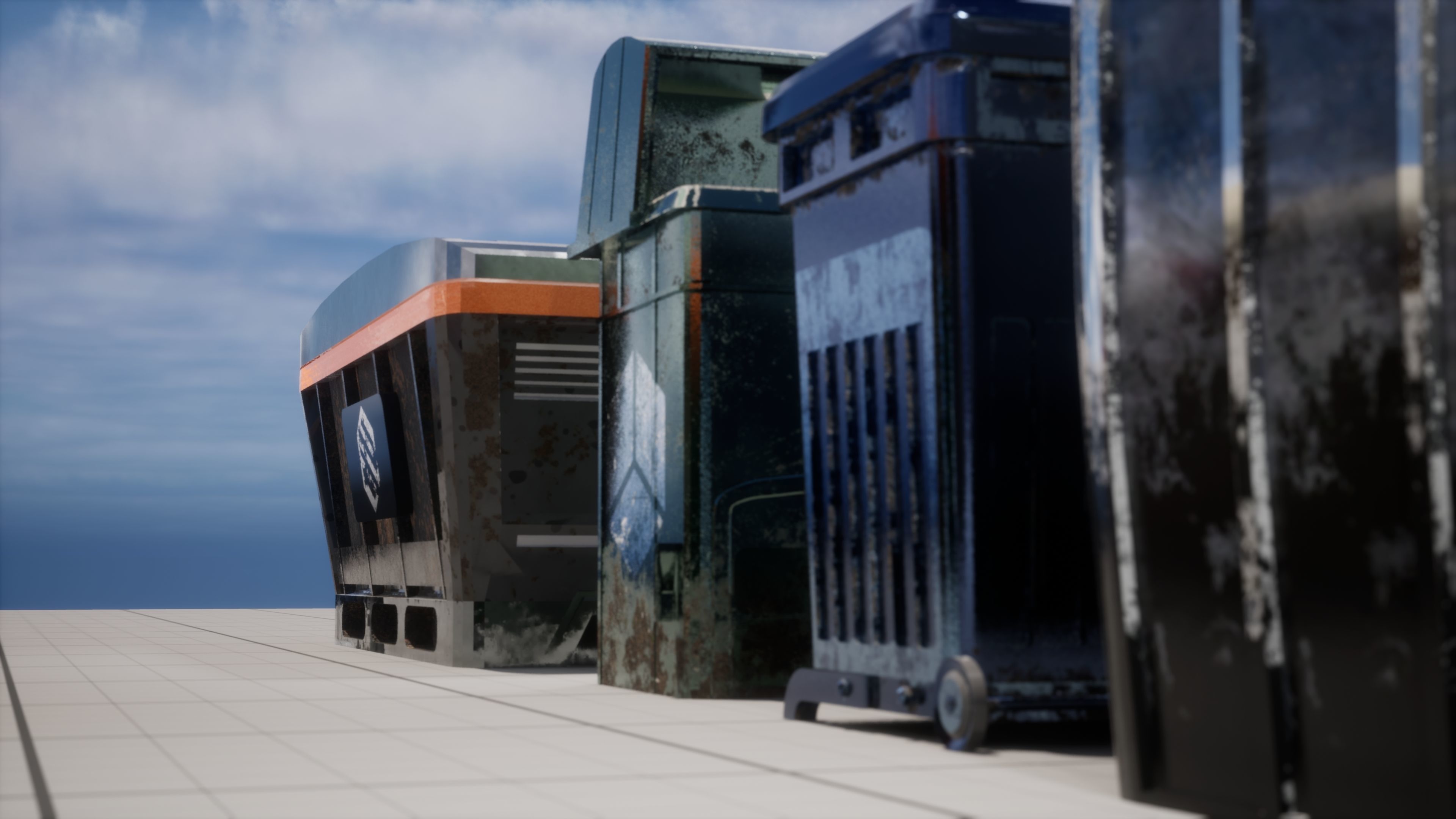 3D model 10 Sci-Fi Cyberpunk Style Trash Containers VR / AR / low-poly ...