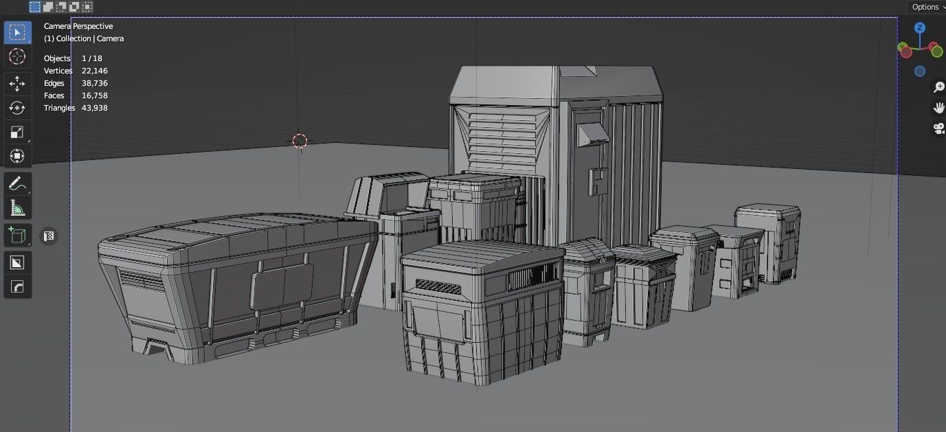 3D model 10 Sci-Fi Cyberpunk Style Trash Containers VR / AR / low-poly ...