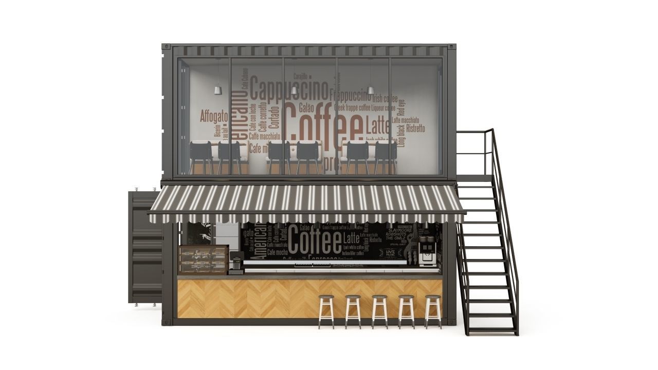Multilevel Container Cafe 3D model | CGTrader