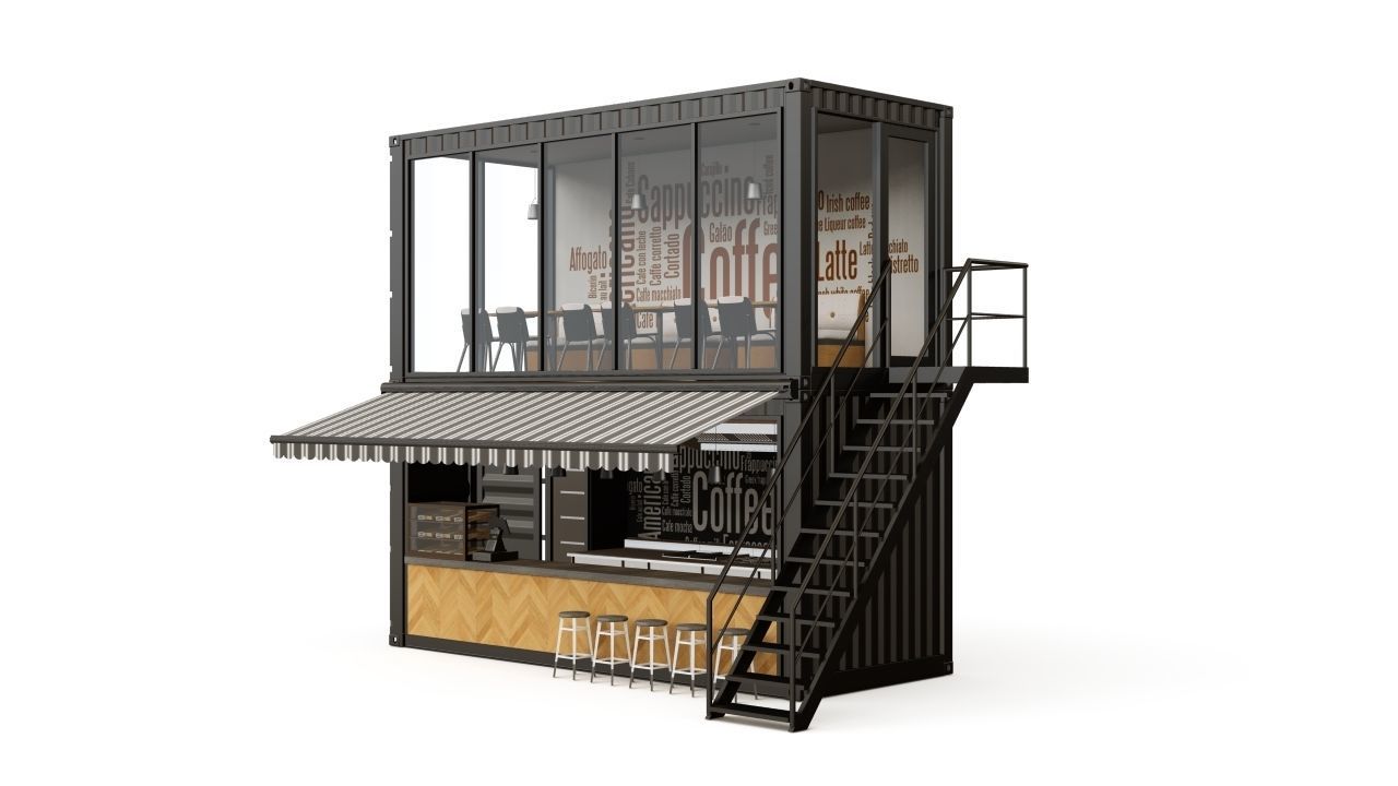 Multilevel Container Cafe 3D model | CGTrader