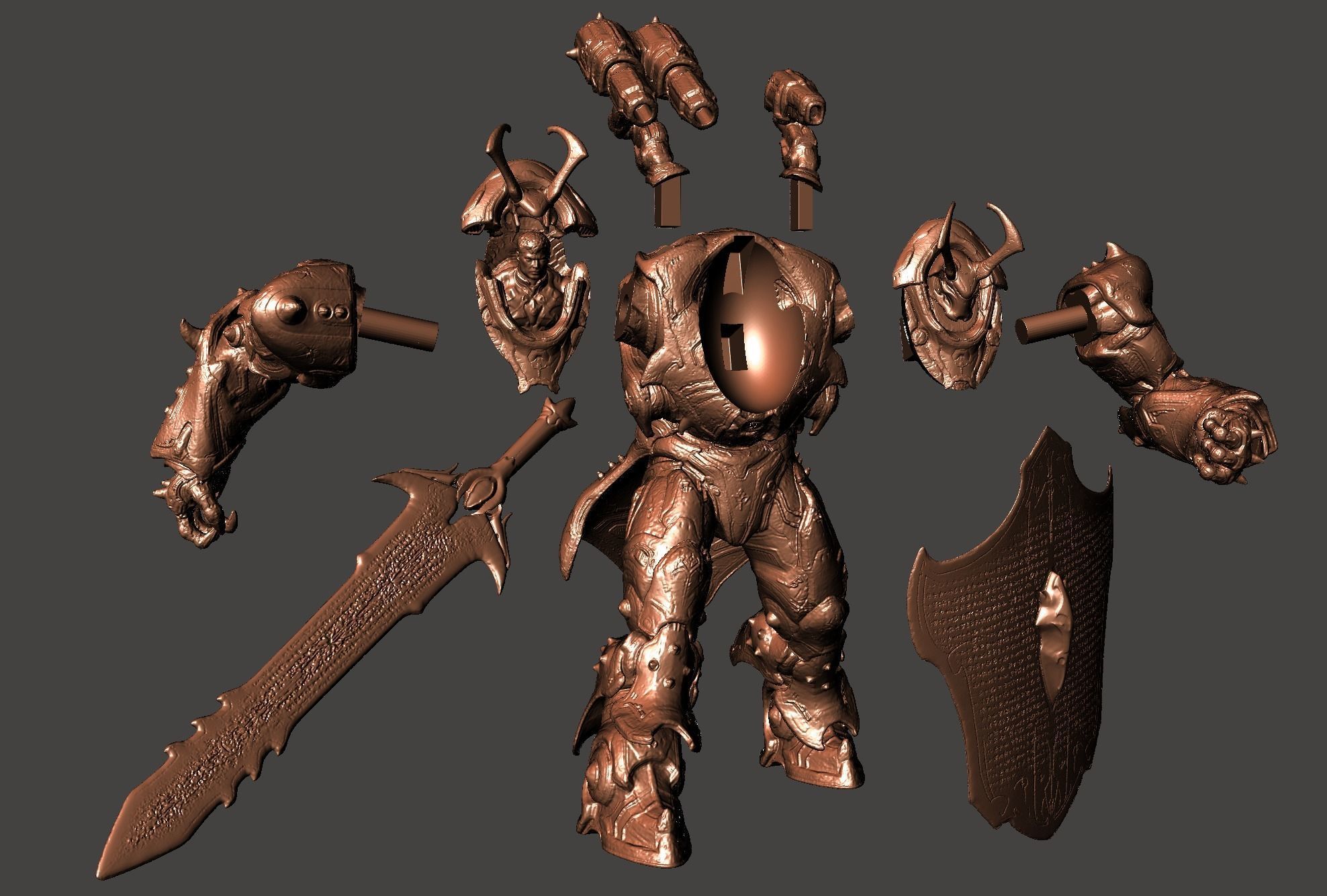 DAVOTH DARK LORD MECH -DOOM ETERNAL MODULAR ARTICULATED STL 3D model 3D ...