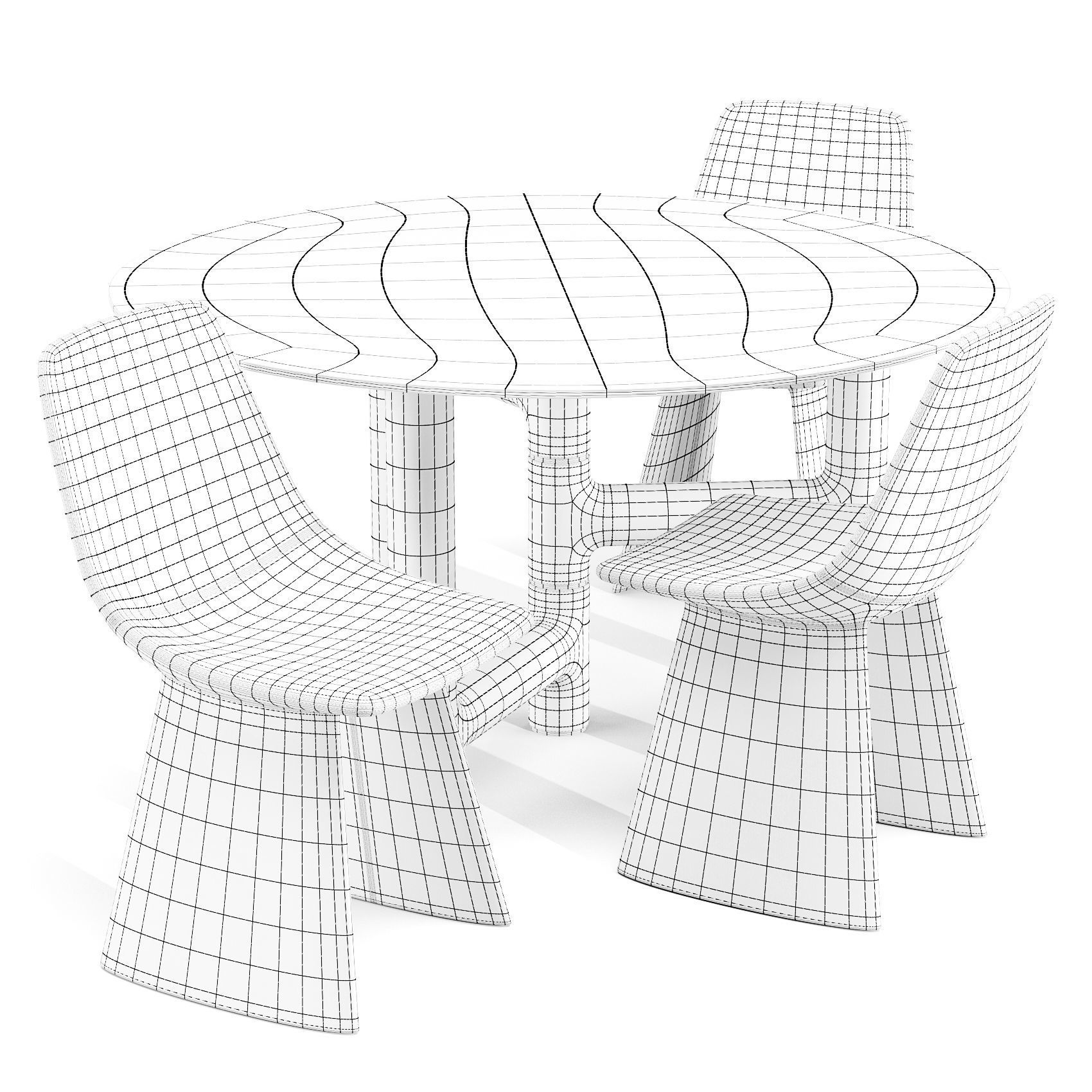 3D model Dining Set 01 Bonaldo Pivot Table and Agea Chairs VR / AR ...