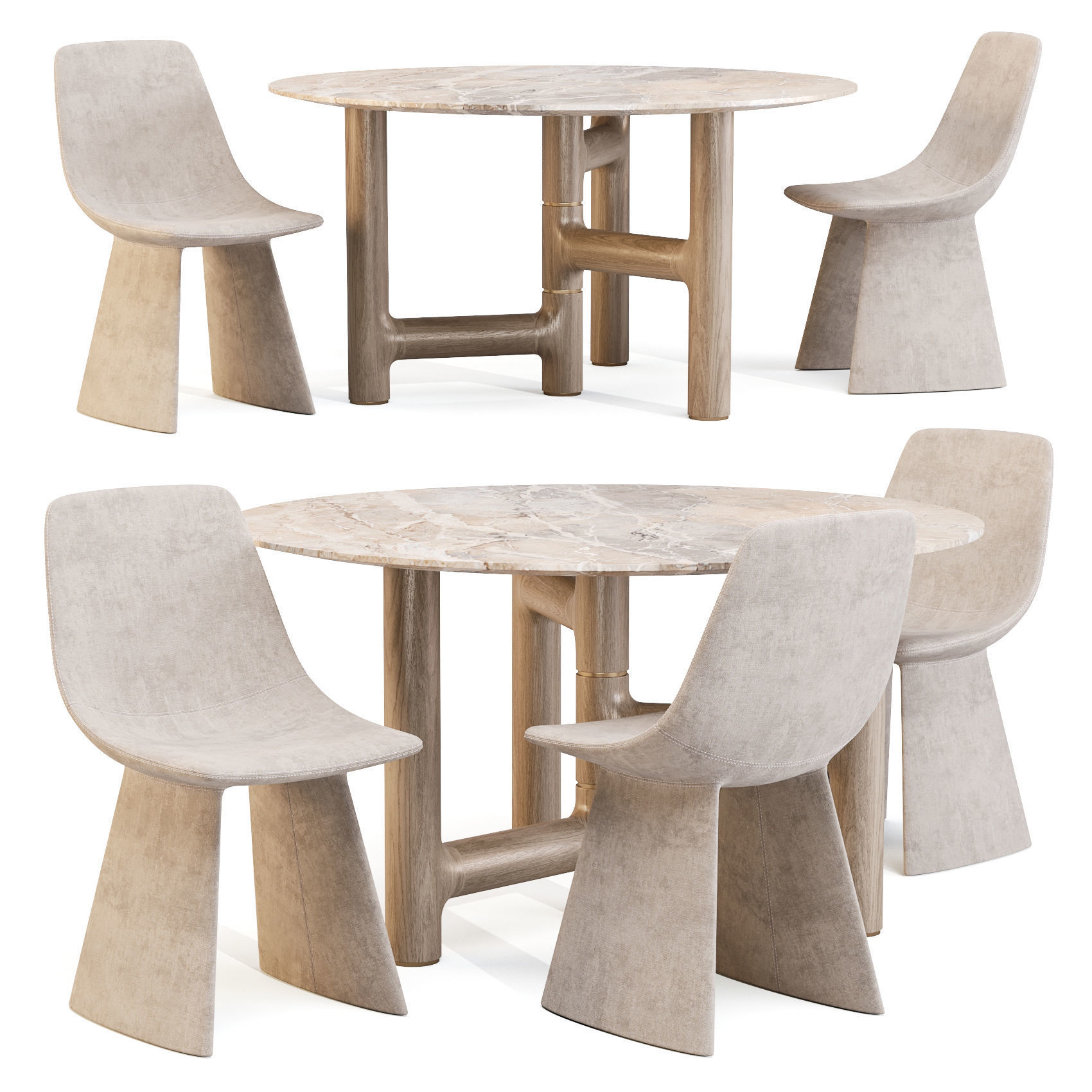 3D model Dining Set 01 Bonaldo Pivot Table and Agea Chairs VR / AR ...