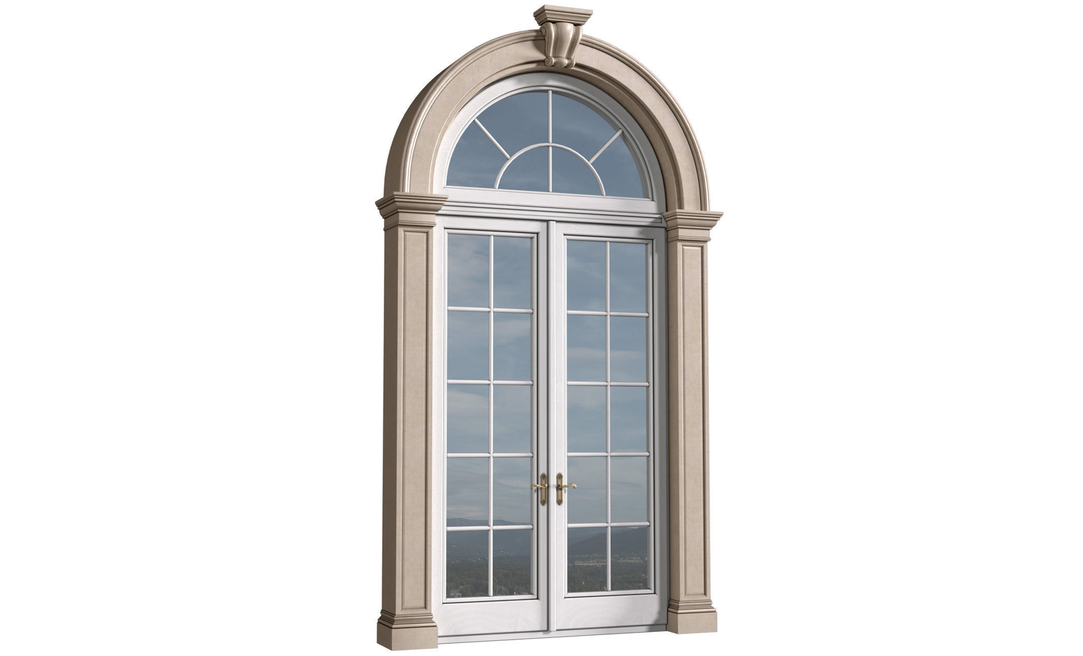 Arched classic facade window Entrance door Arched Opening 3D model ...