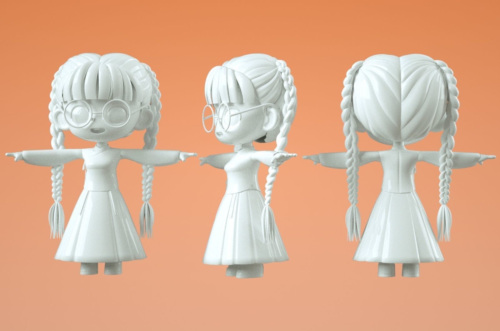 Cartoon Hanfu Girl 3d Model Cgtrader
