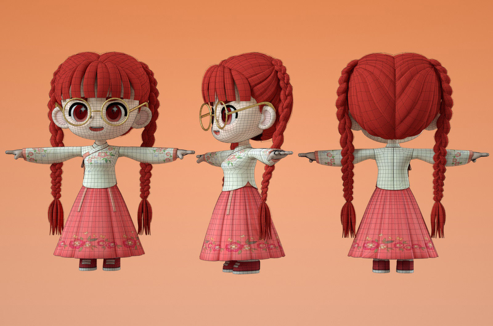 Cartoon Hanfu Girl 3d Model Cgtrader