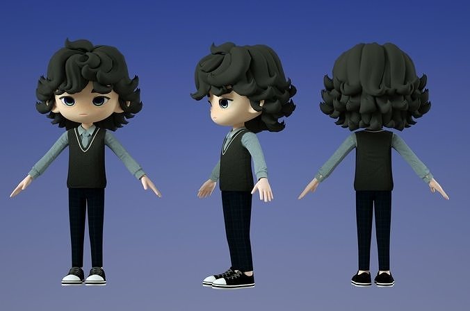 cartoon student boy 3D model | CGTrader