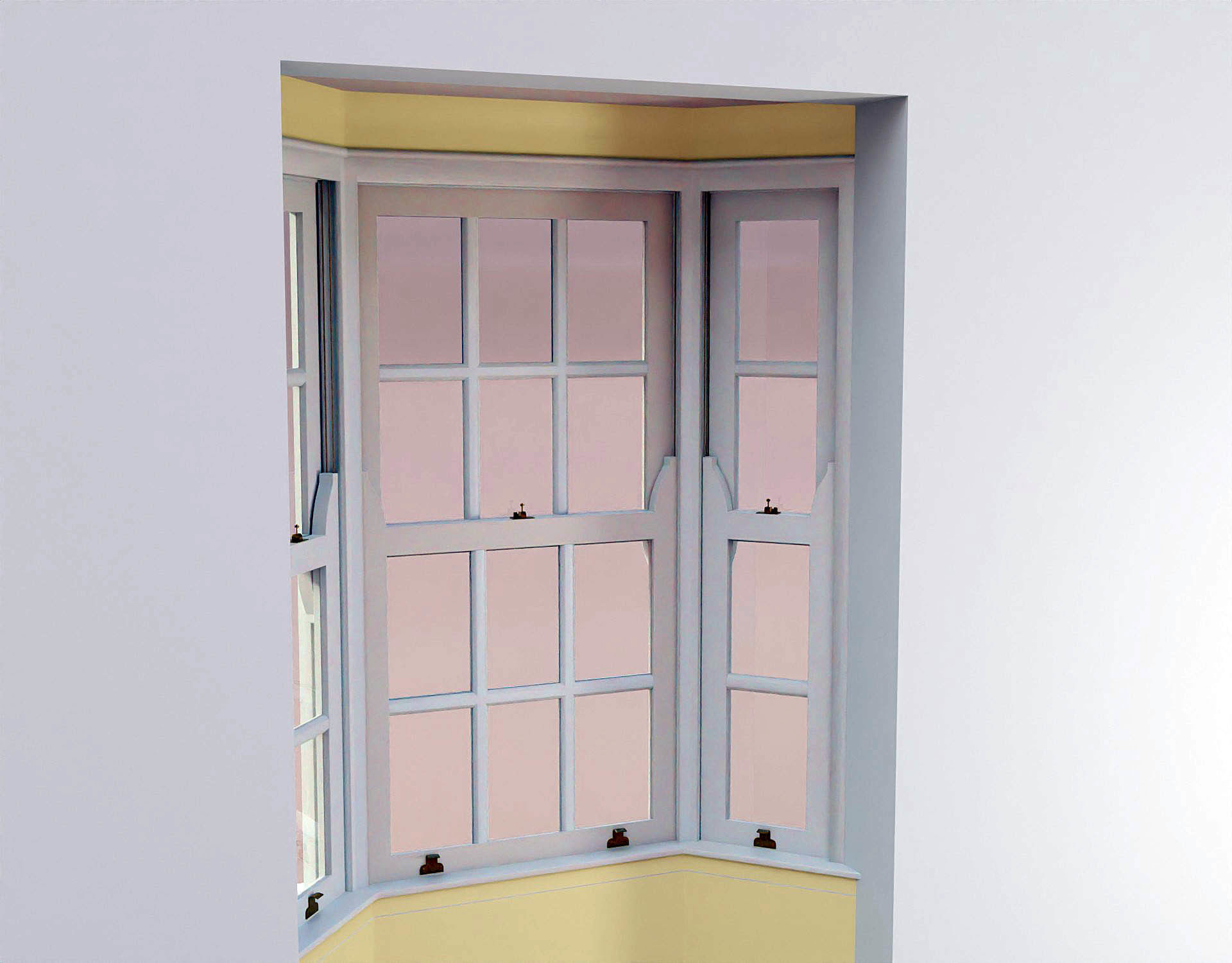 3D model Bay Window with Movable Sash Window Components VR / AR / low ...