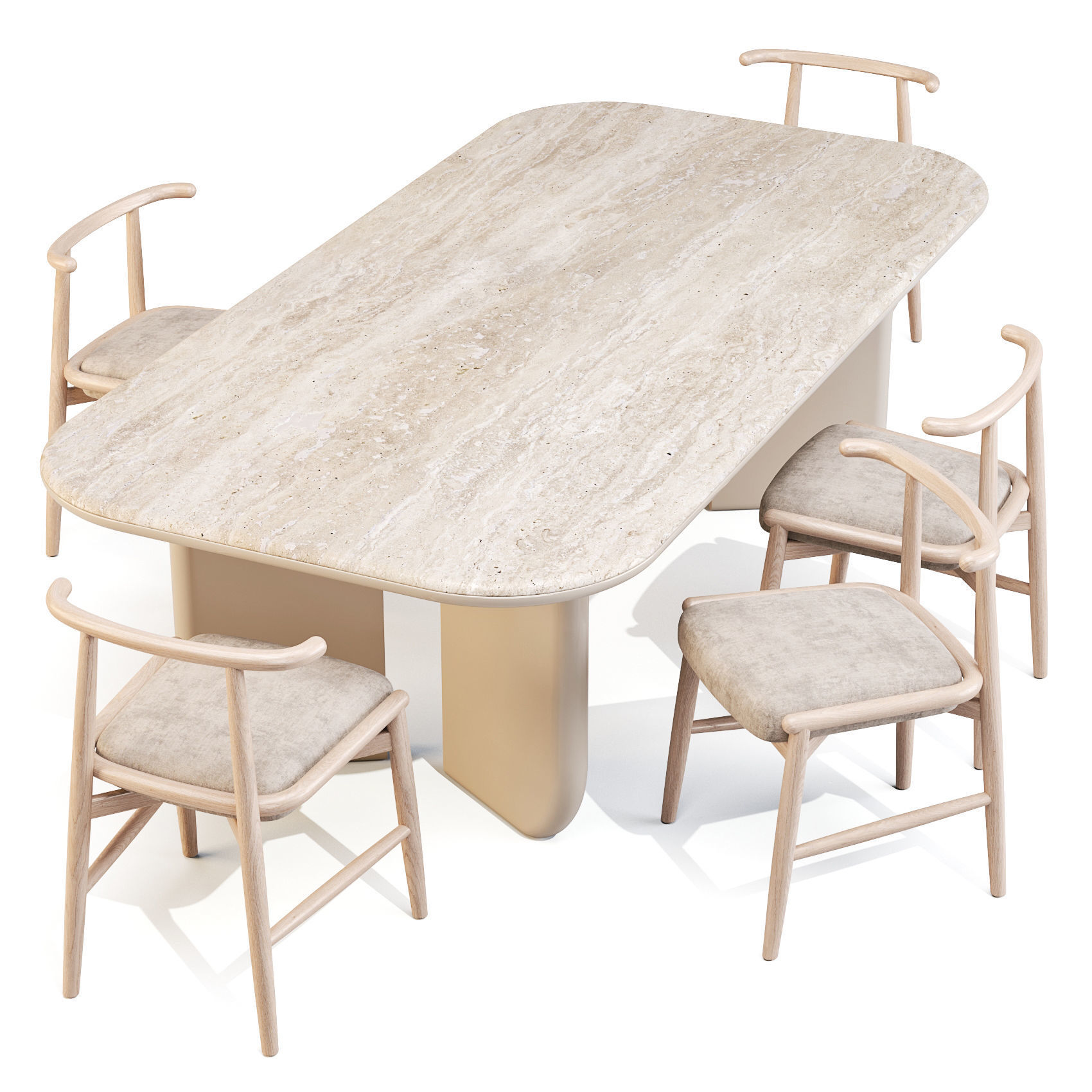 3D model Dining Set 01 Meridiani Italo Table and Emilia Chairs VR / AR ...
