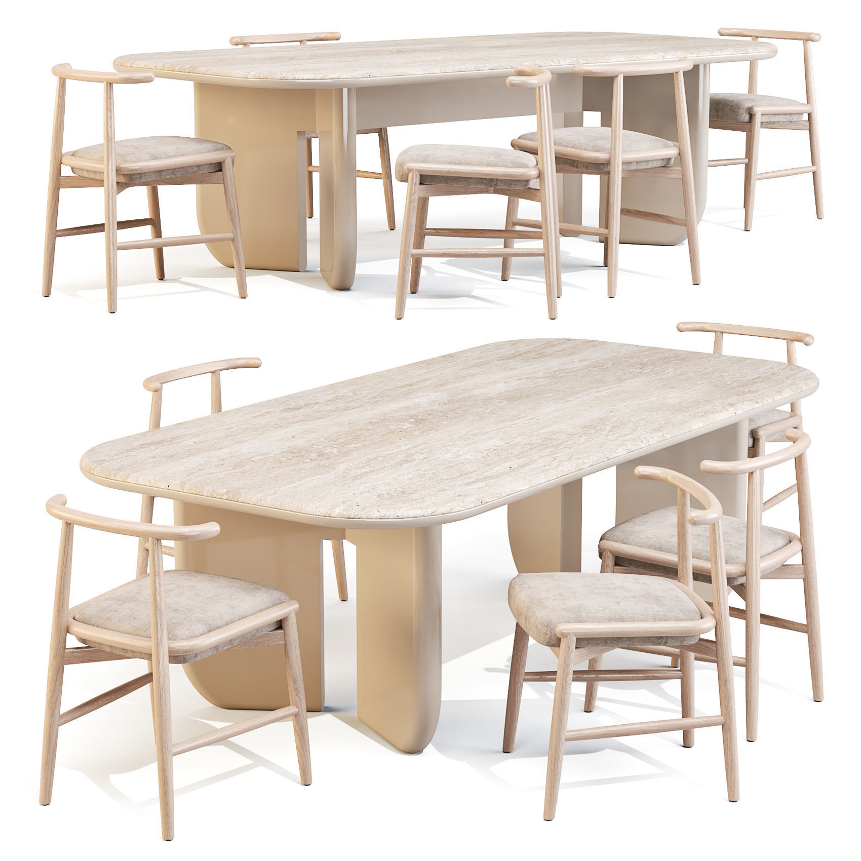 3D model Dining Set 01 Meridiani Italo Table and Emilia Chairs VR / AR ...