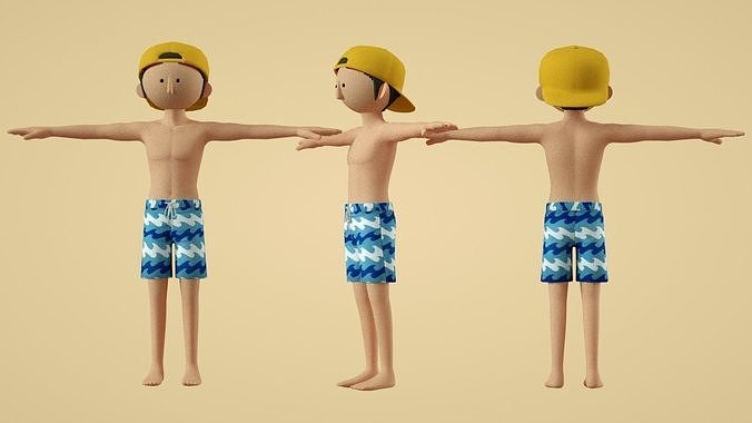 cartoon beach boy 3D model | CGTrader