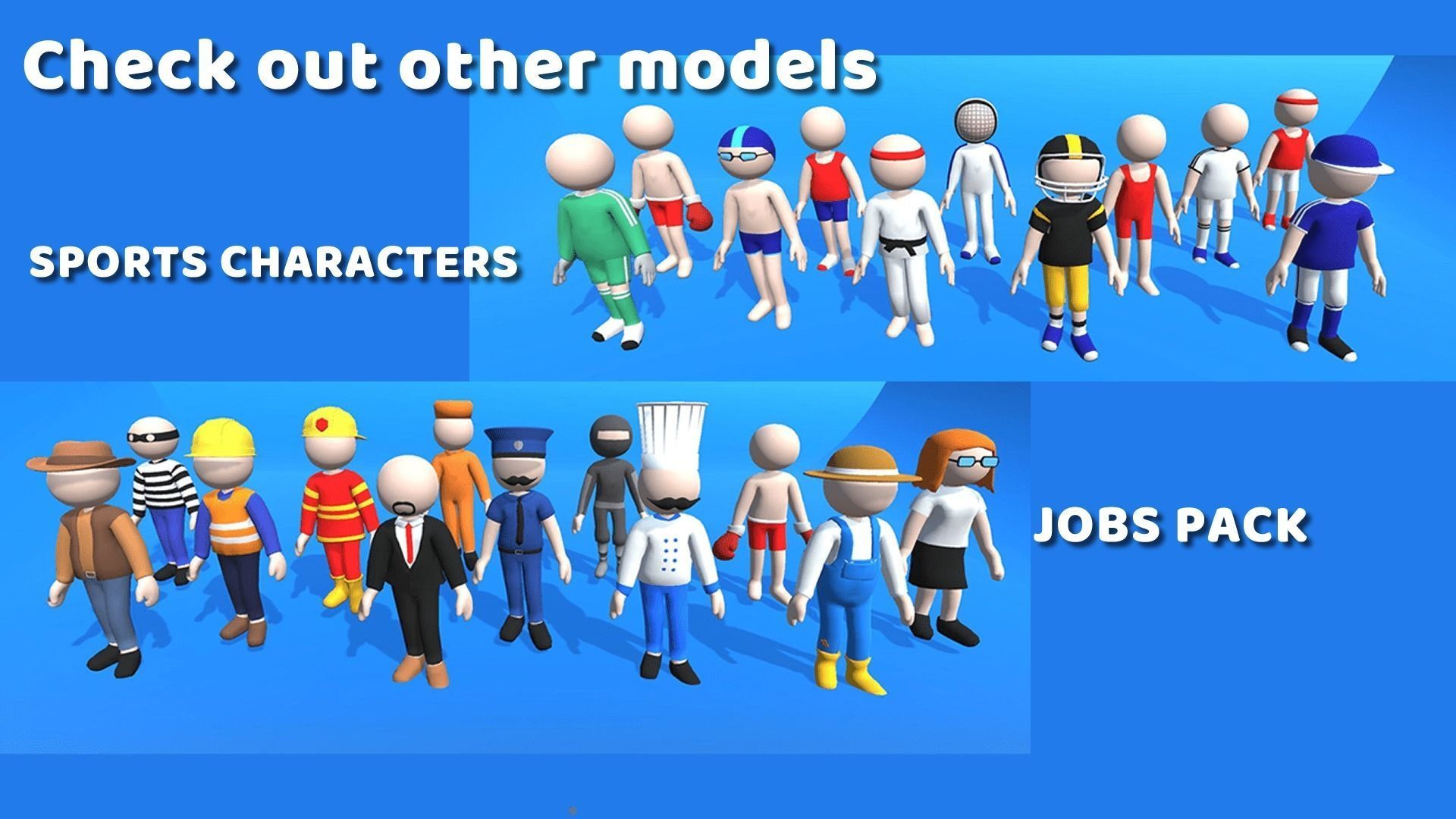 3D model Hyper-Casual Low Poly Stickman Characters Sports Pack 3D model ...