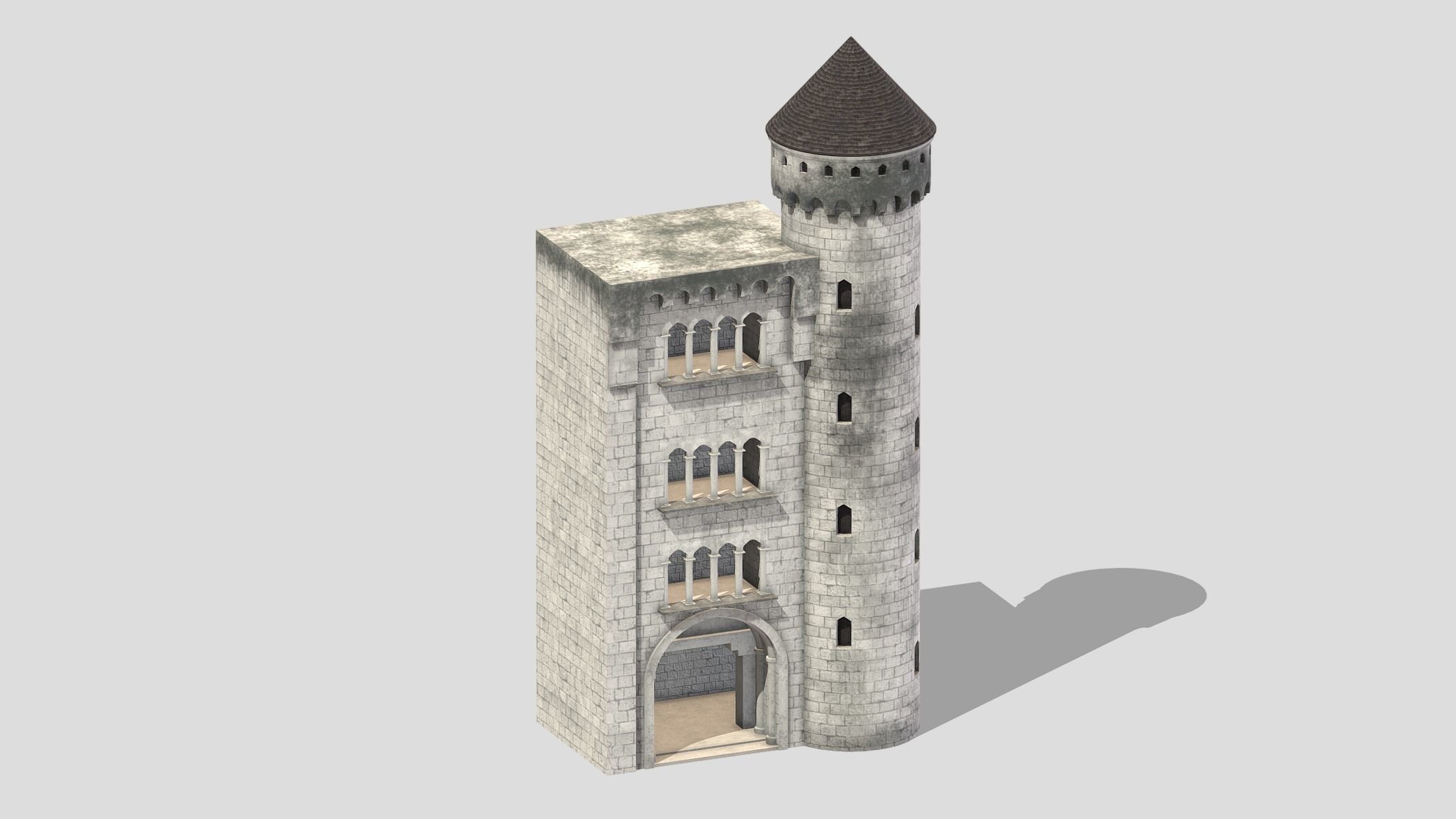 3D model Castle Medieval Middle Ages 02 Low Poly PBR Realistic VR / AR ...