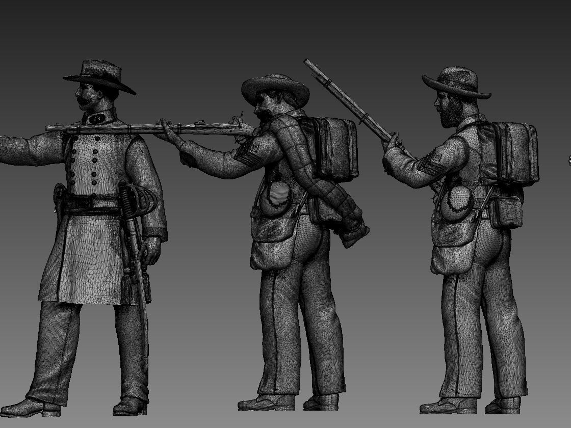 Attack Soldiers Confederate us civil war 3D model 3D printable | CGTrader
