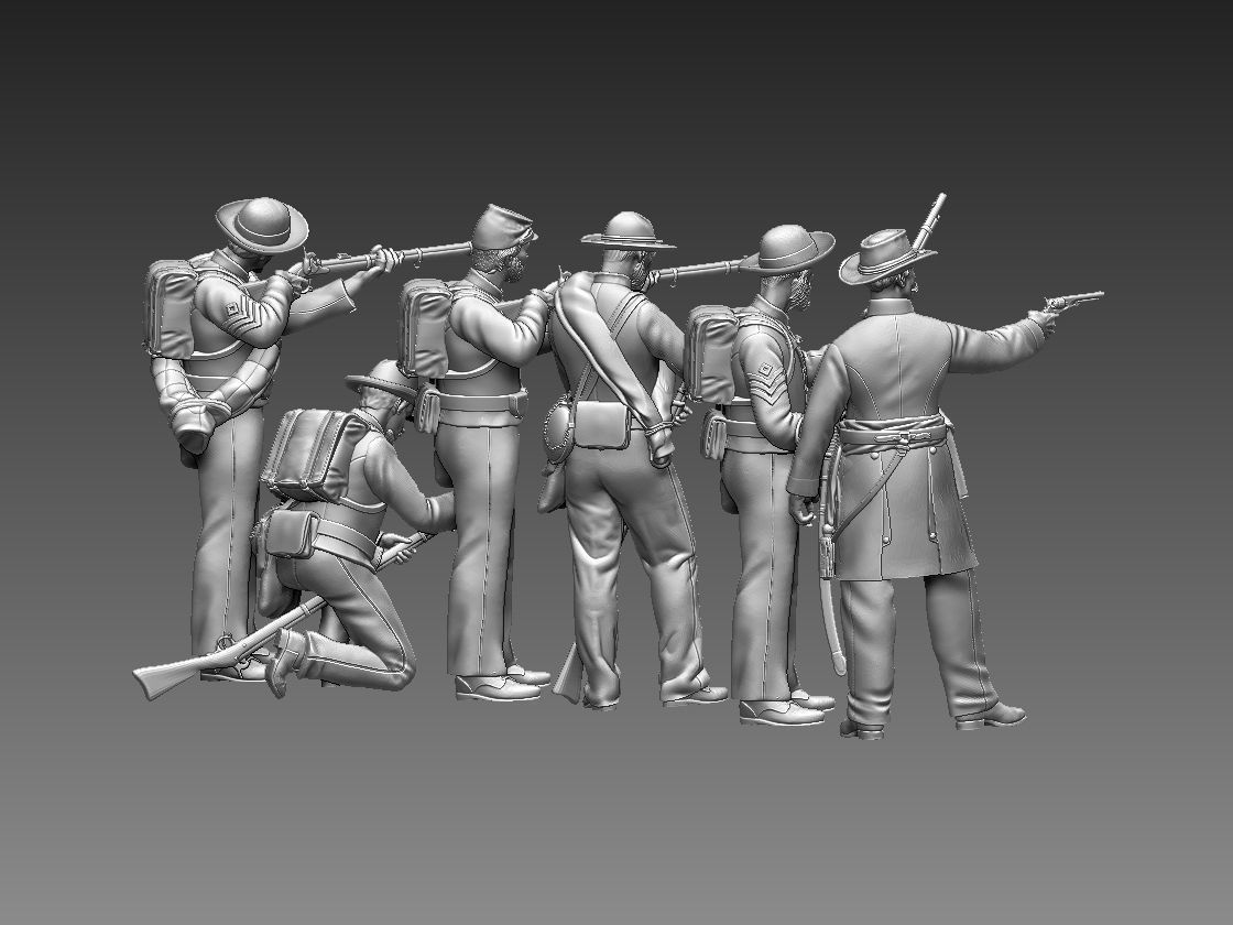 Attack Soldiers Confederate us civil war 3D model 3D printable | CGTrader