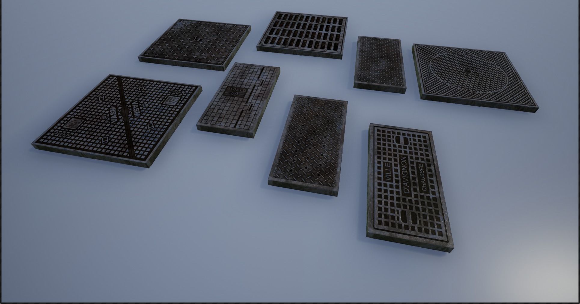 3D model Lowpoly Metal Street Sidewalk Vents VR / AR / low-poly | CGTrader