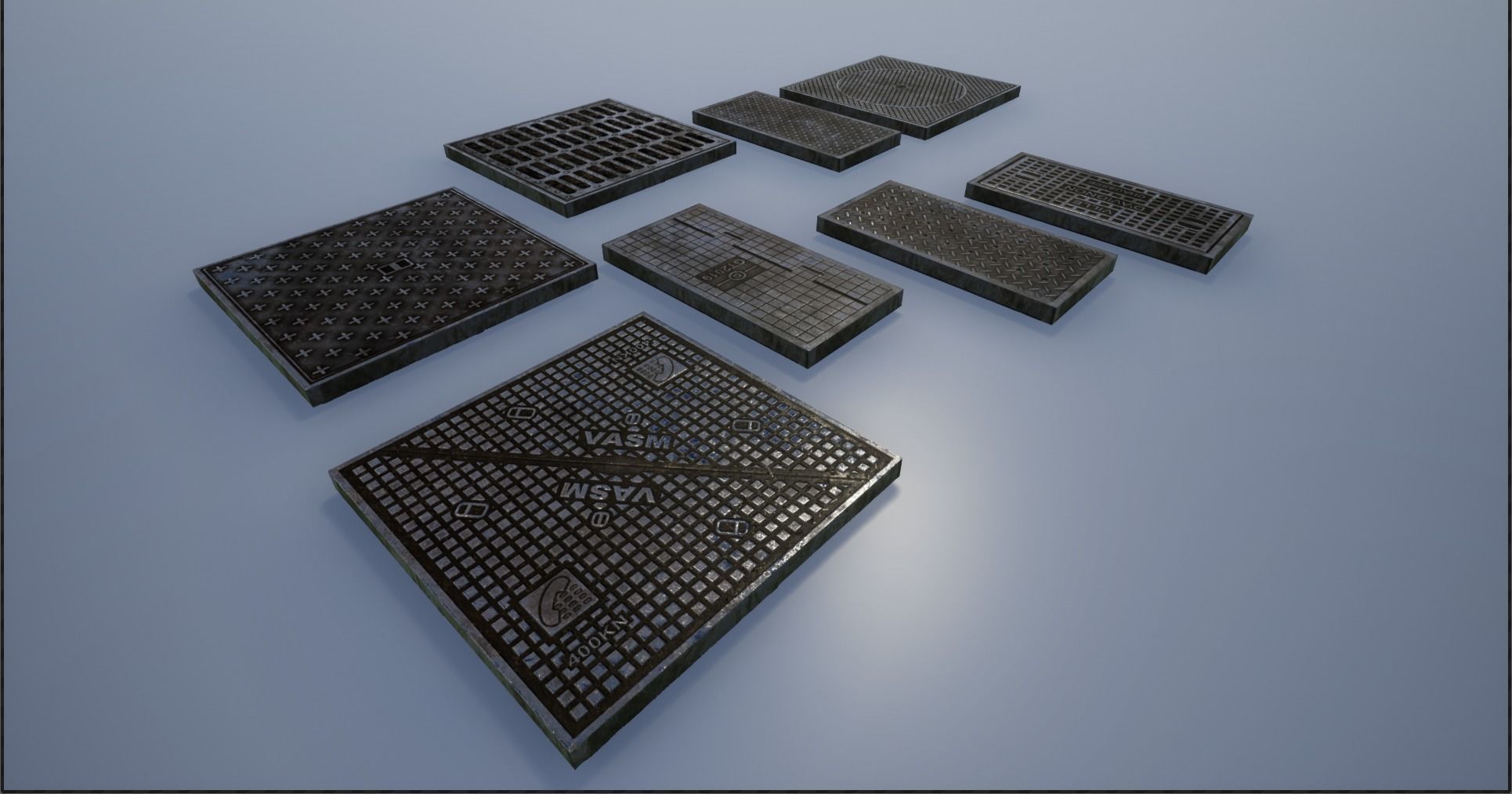 3D model Lowpoly Metal Street Sidewalk Vents VR / AR / low-poly | CGTrader