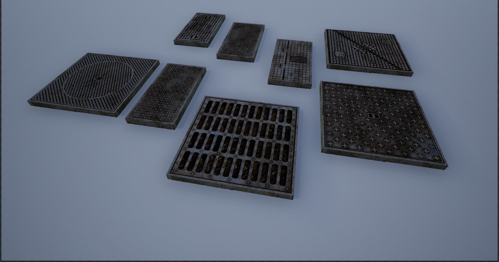 3D model Lowpoly Metal Street Sidewalk Vents VR / AR / low-poly | CGTrader