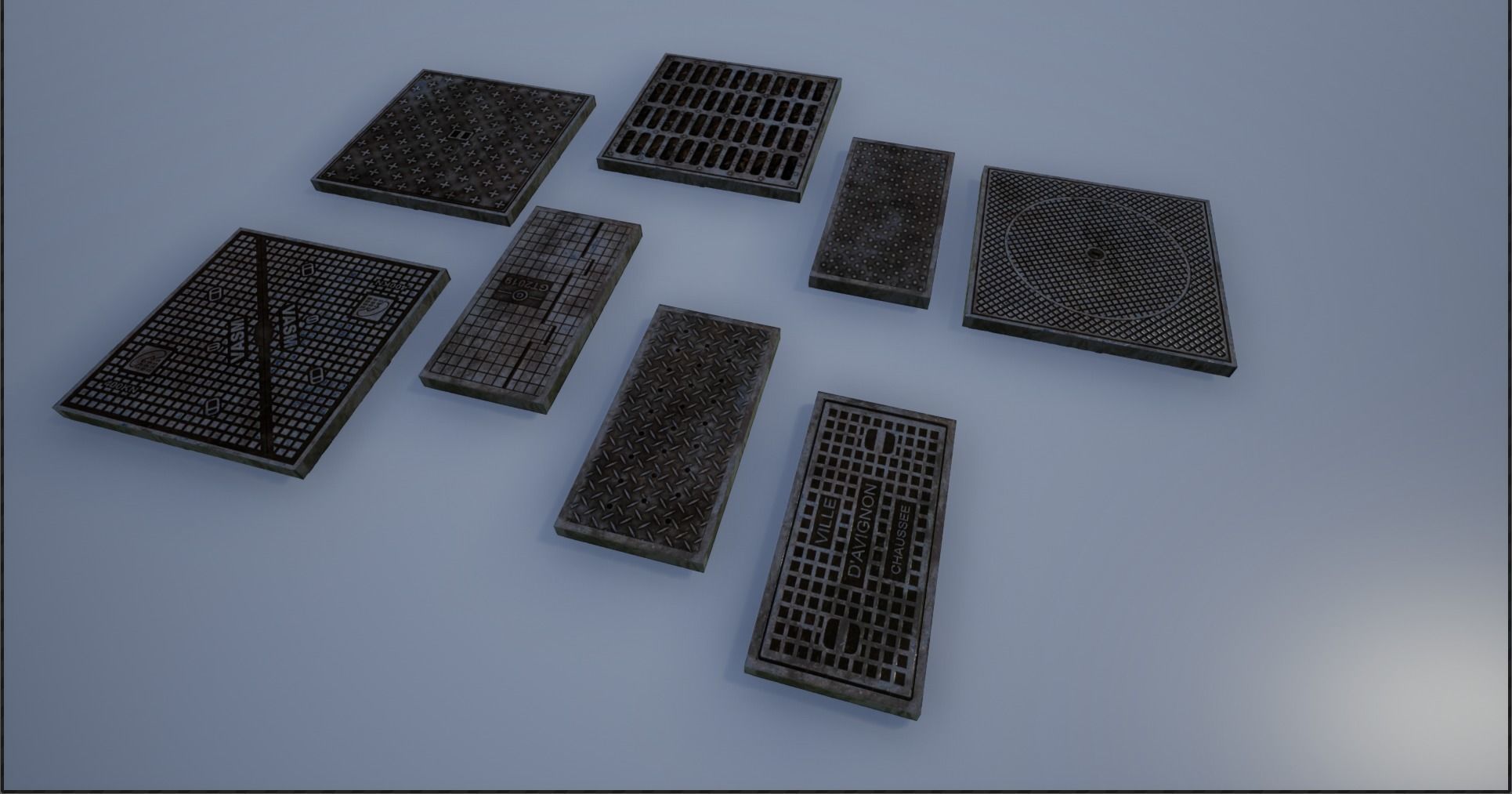 3D model Lowpoly Metal Street Sidewalk Vents VR / AR / low-poly | CGTrader