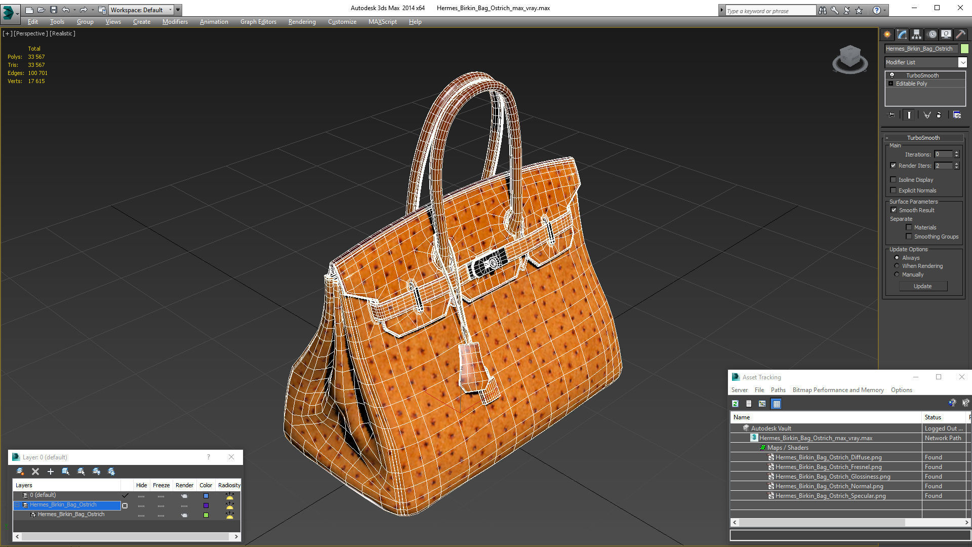 Hermes Birkin Bag Ostrich 3D model | CGTrader