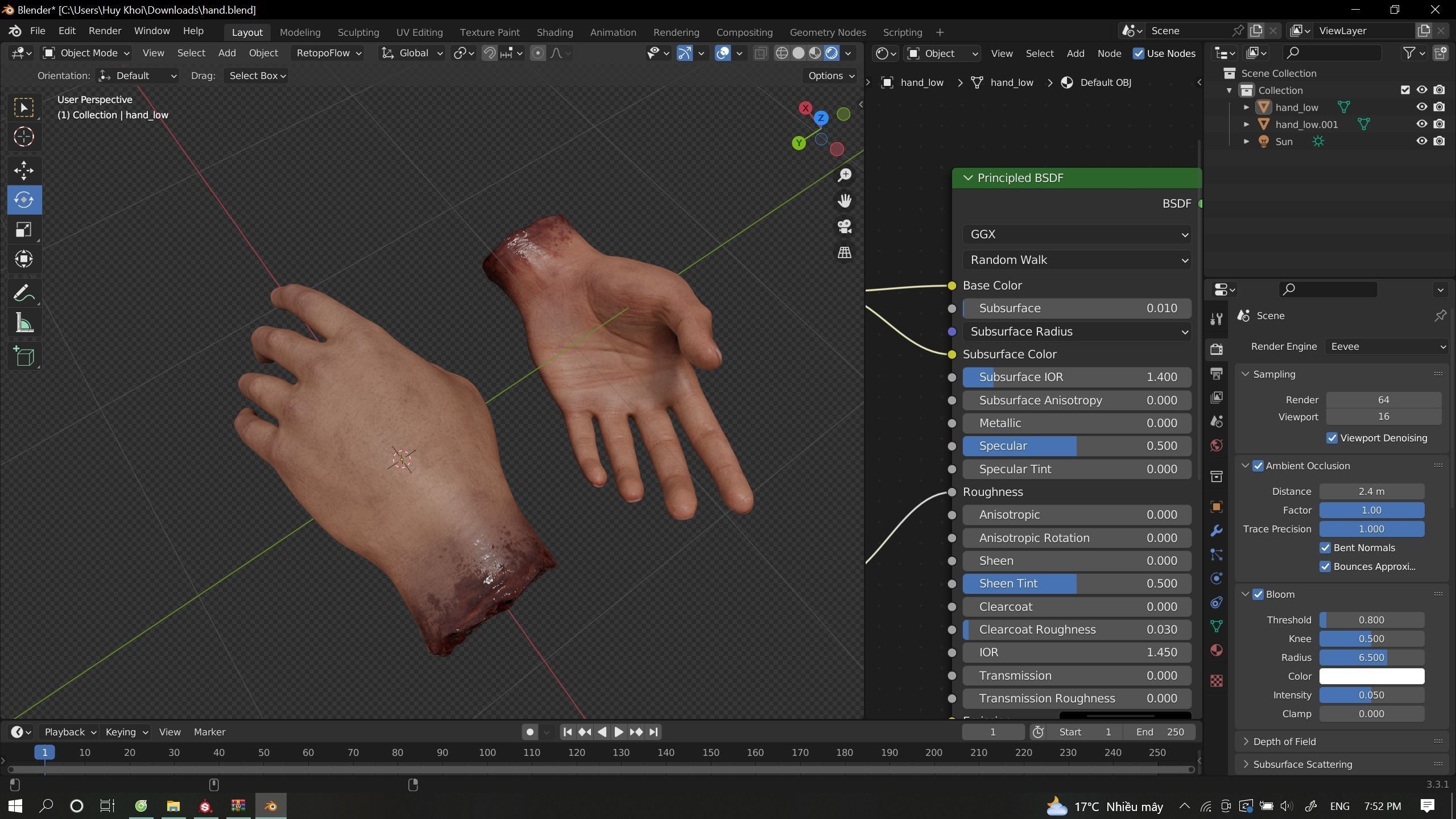 3D model Cut Off Zombie Hand VR / AR / low-poly | CGTrader