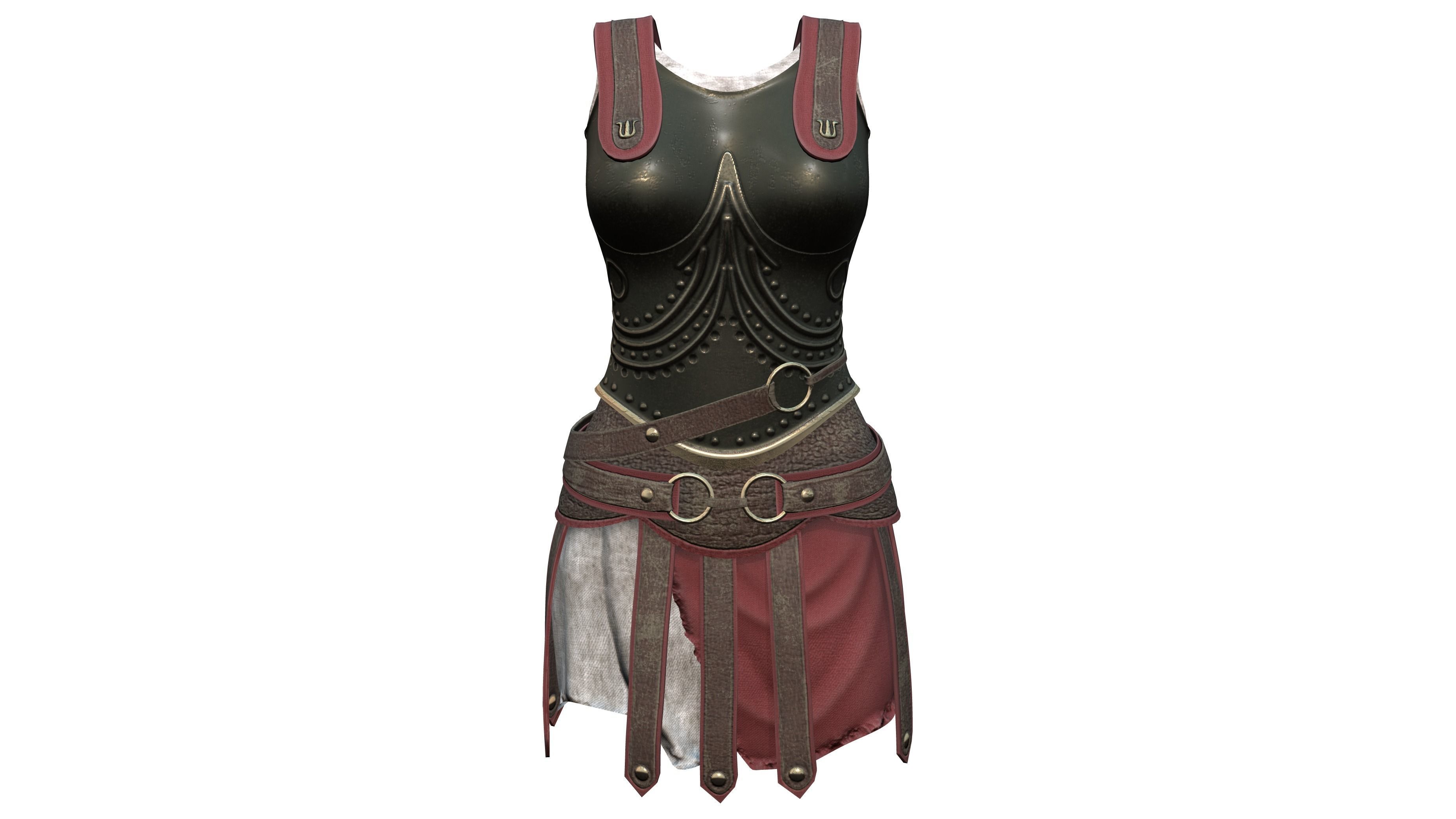 3D model Roman Spartan Female Commander Soldier Vest Belt Skirt VR / AR ...
