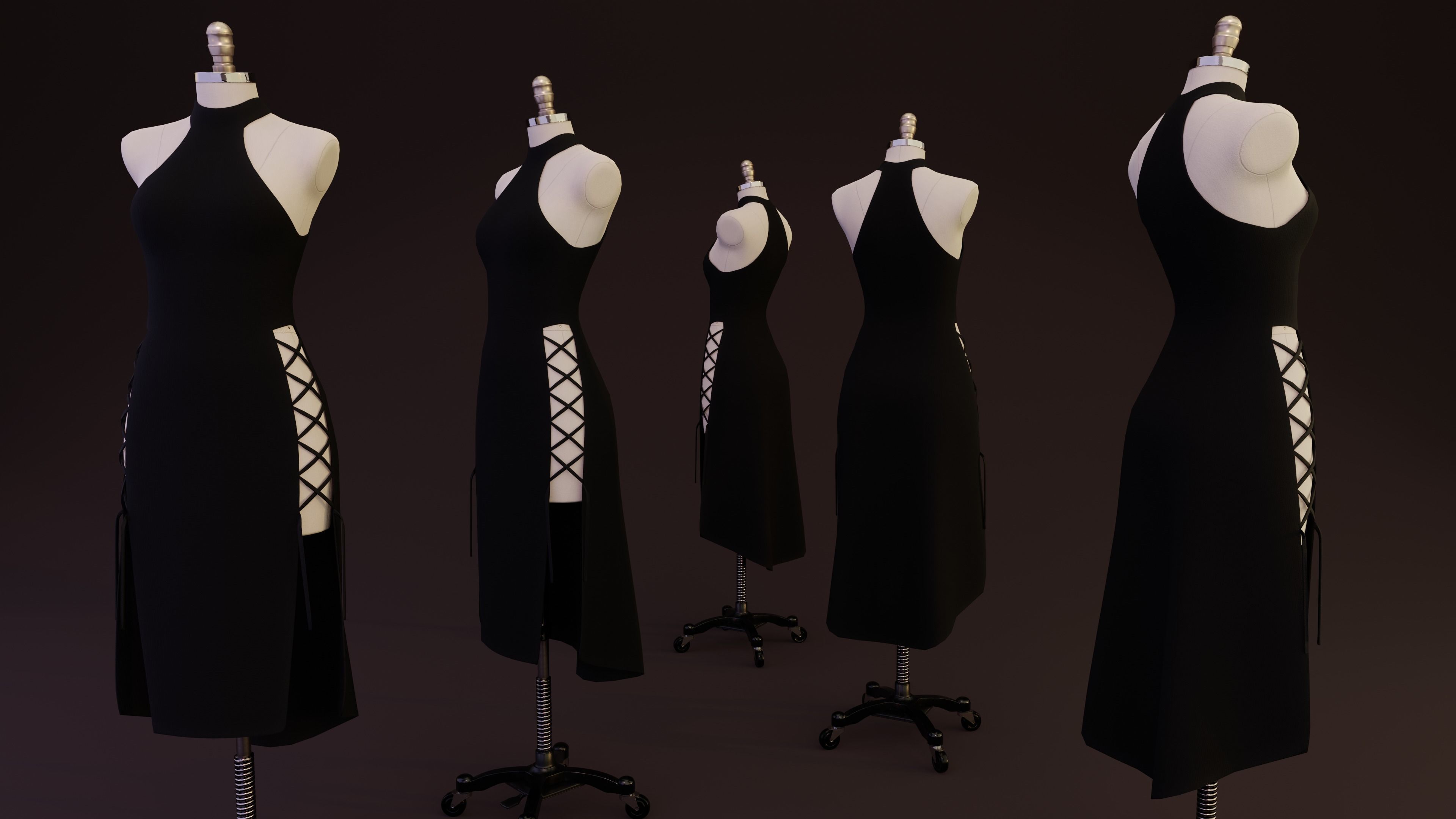 Evening Dress on Dress Form 3D model | CGTrader