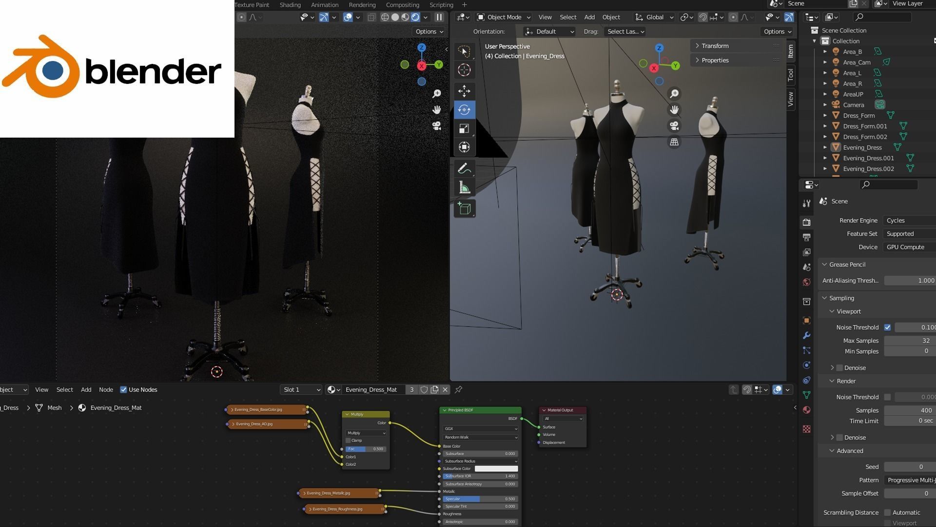 Evening Dress on Dress Form 3D model | CGTrader