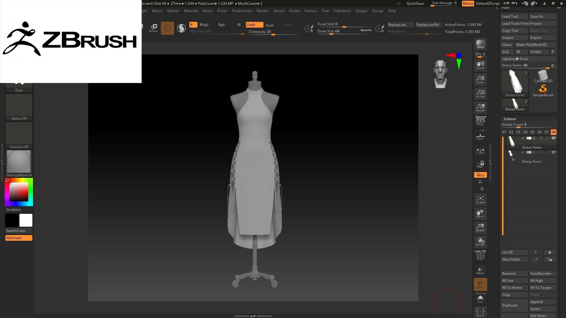 Evening Dress on Dress Form 3D model | CGTrader