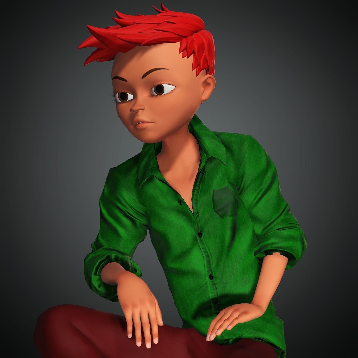 3D Cartoon Character Kid Red Head Blender Iclone fbx for Maya 3D model ...