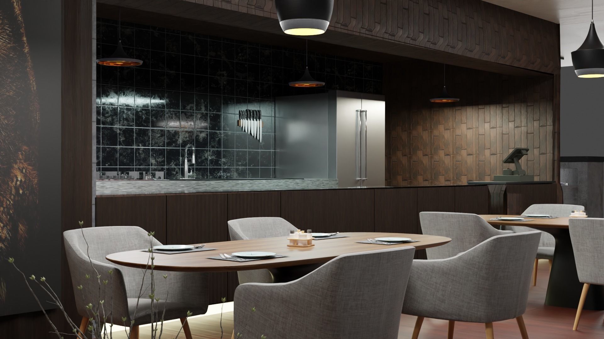 resturant modern restaurant with design 3D model | CGTrader