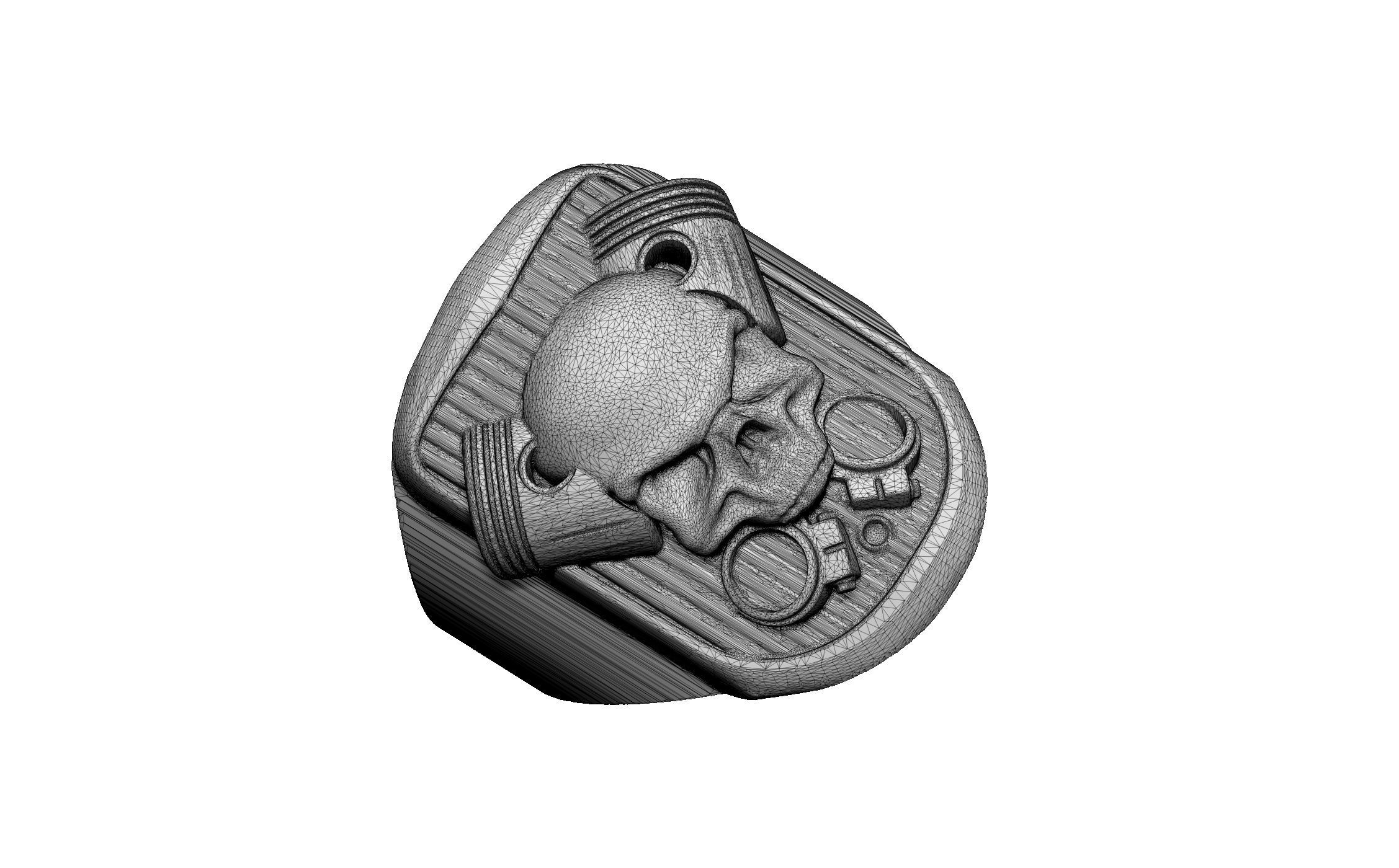 Fury Mad Skull Car Grille Piston Ring Jewellery Signet 3D model 3D ...