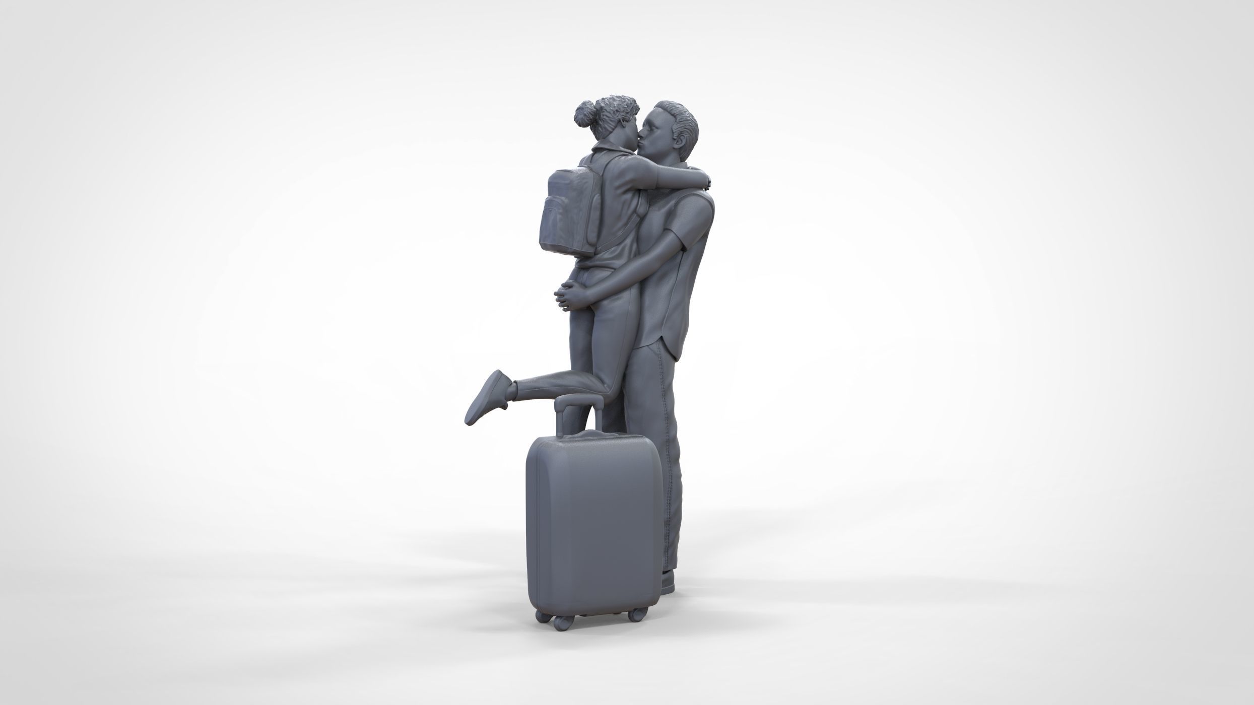 A couple saying goodbye at the station 3D model 3D printable | CGTrader