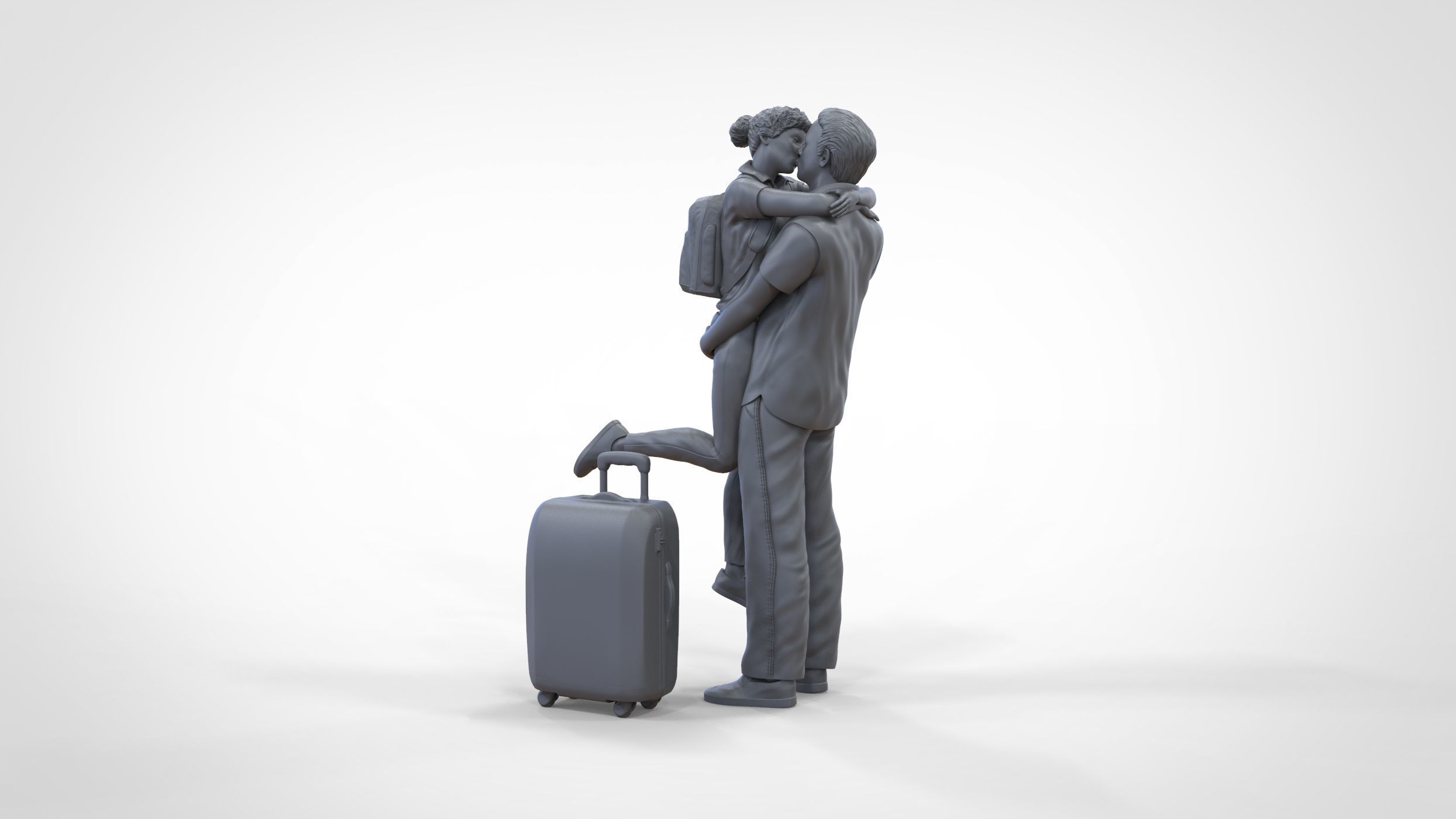 A couple saying goodbye at the station 3D model 3D printable | CGTrader