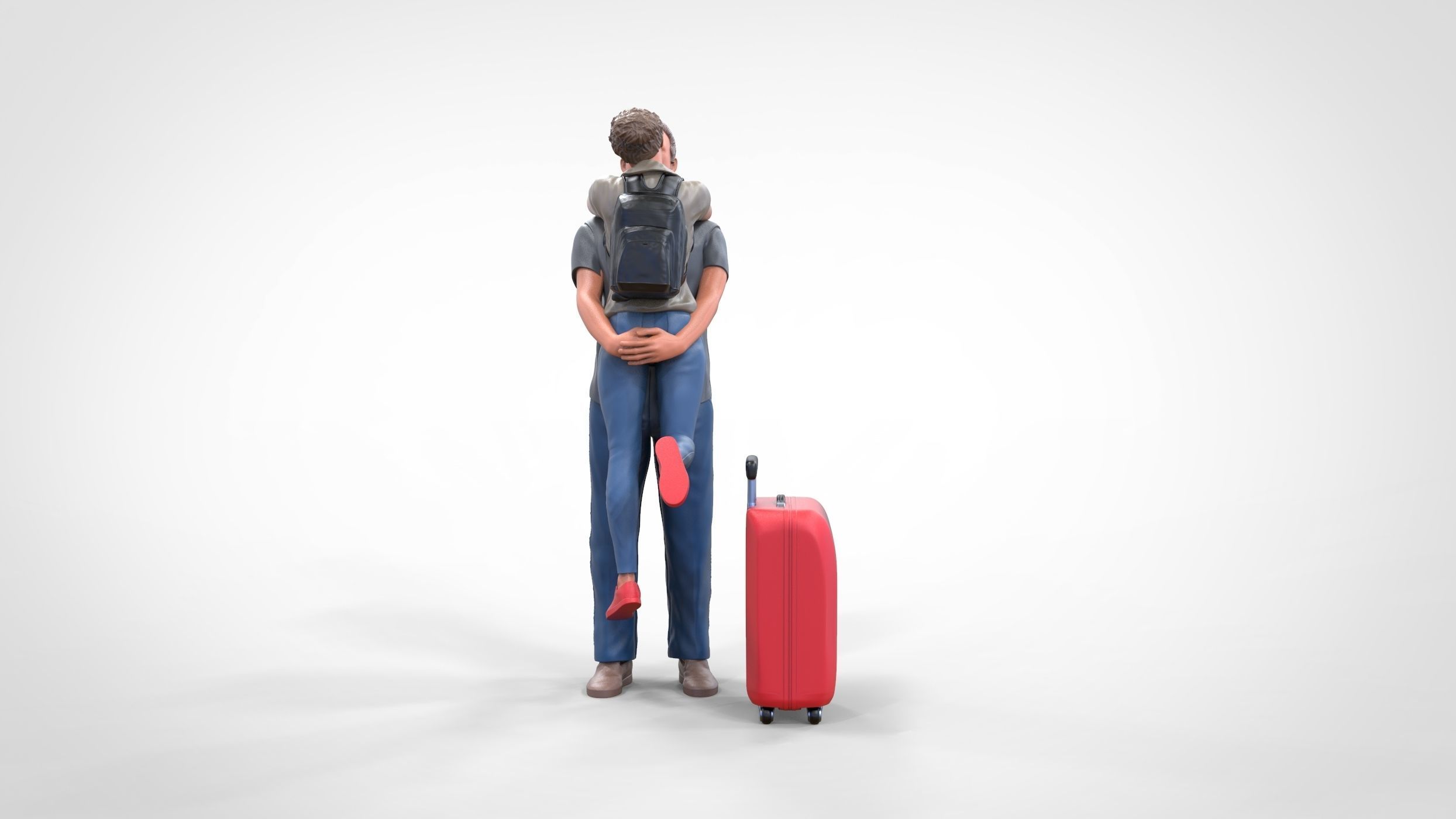 A couple saying goodbye at the station 3D model 3D printable | CGTrader