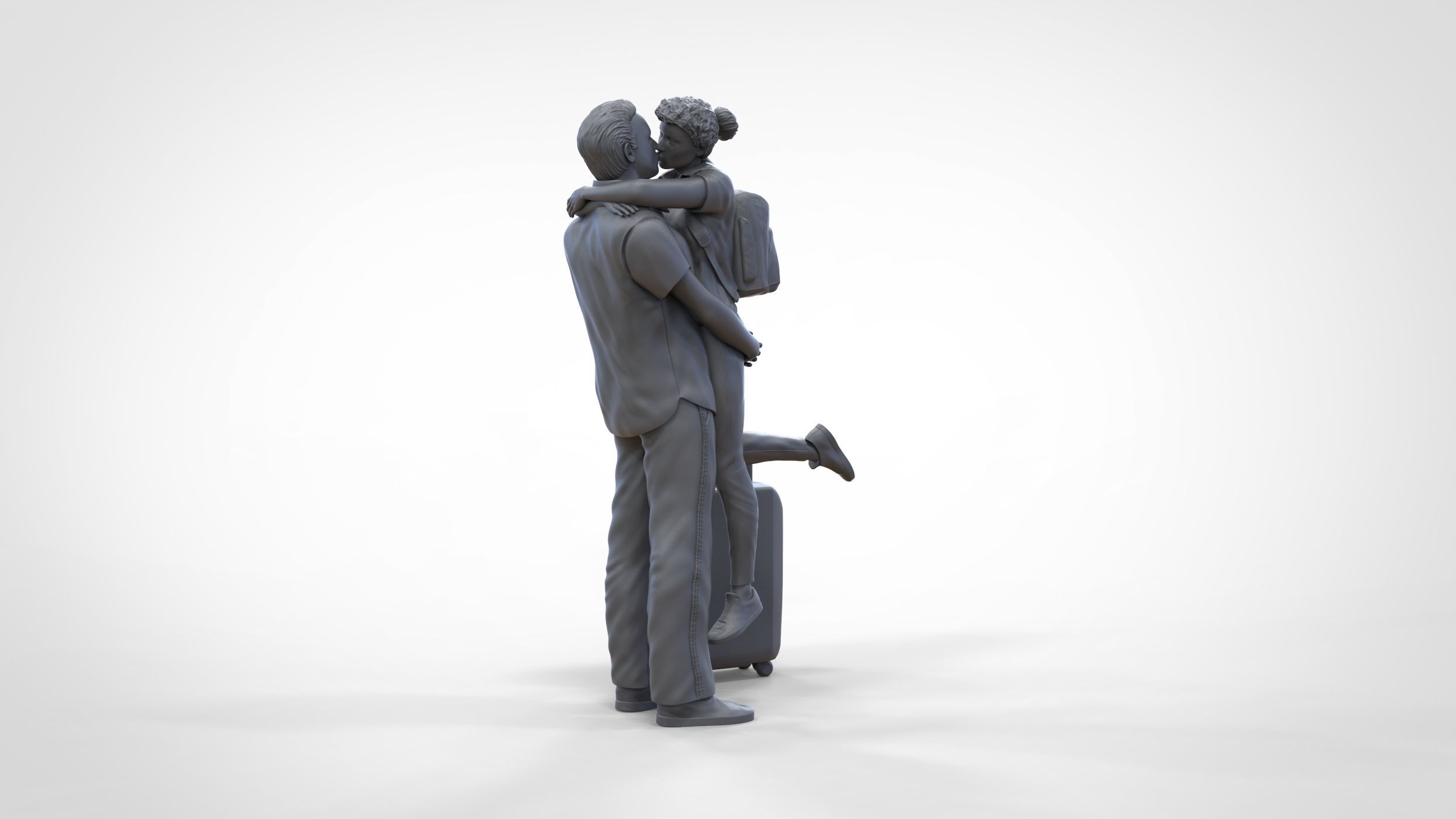 A couple saying goodbye at the station 3D model 3D printable | CGTrader
