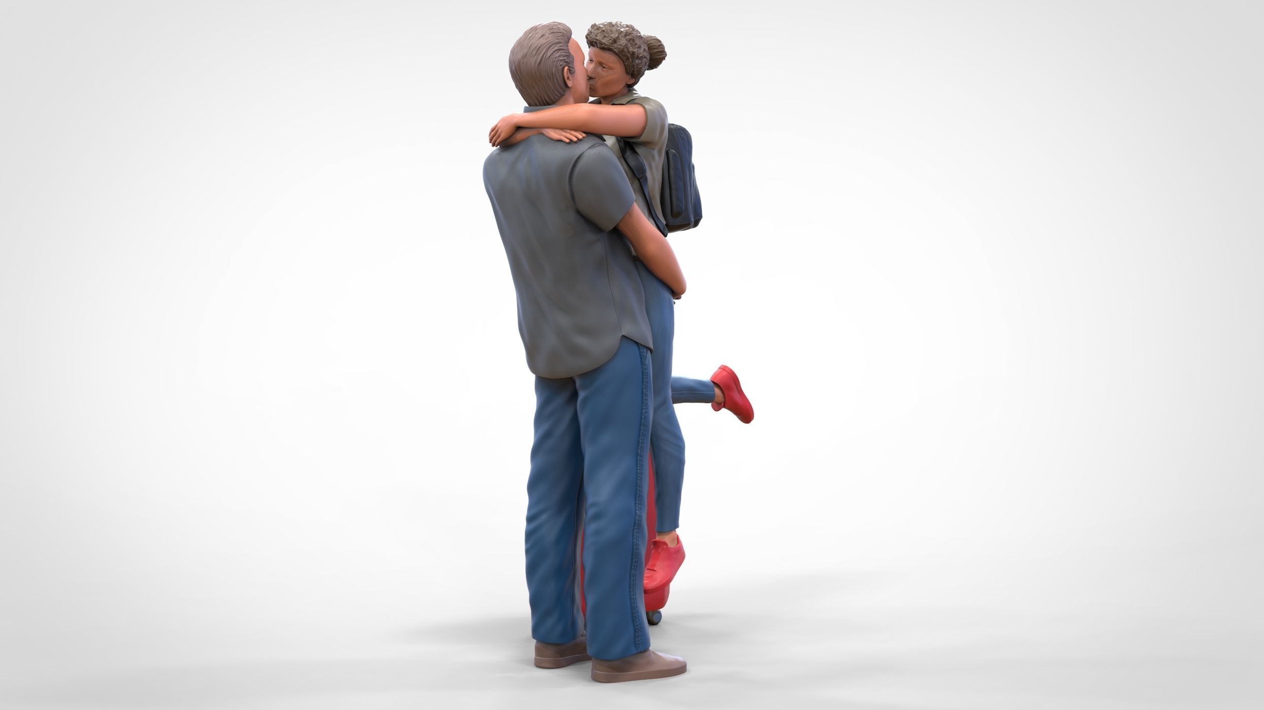 A couple saying goodbye at the station 3D model 3D printable | CGTrader