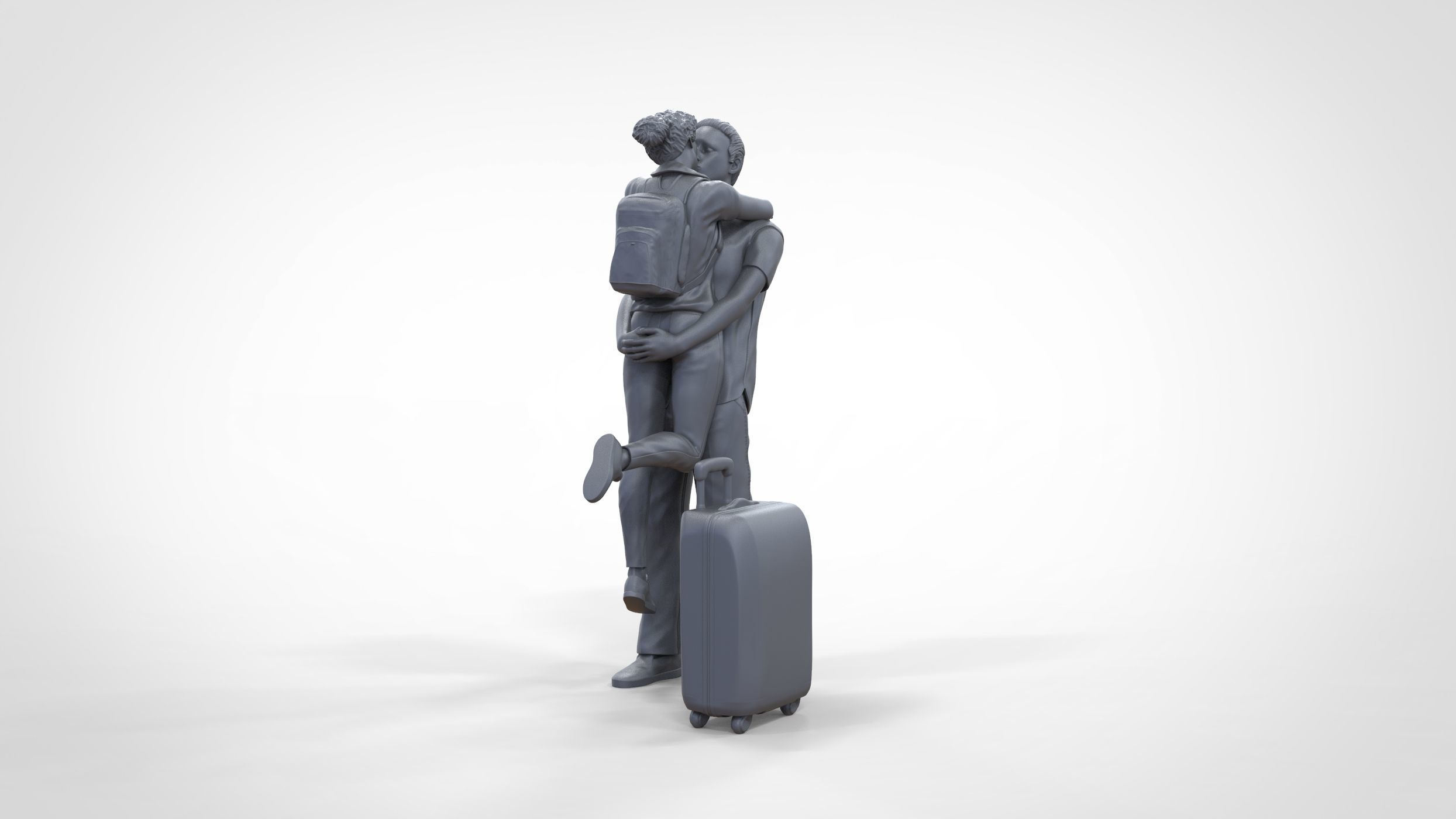 A couple saying goodbye at the station 3D model 3D printable | CGTrader