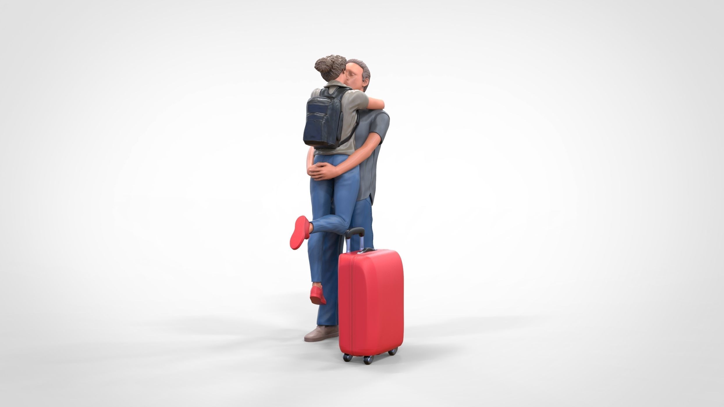 A couple saying goodbye at the station 3D model 3D printable | CGTrader