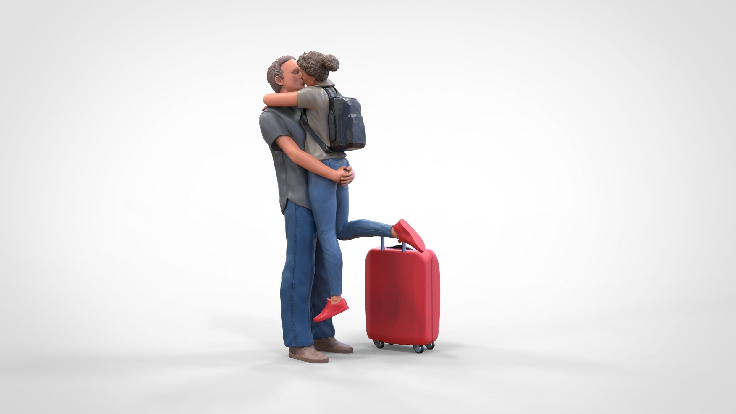 A couple saying goodbye at the station 3D model 3D printable | CGTrader