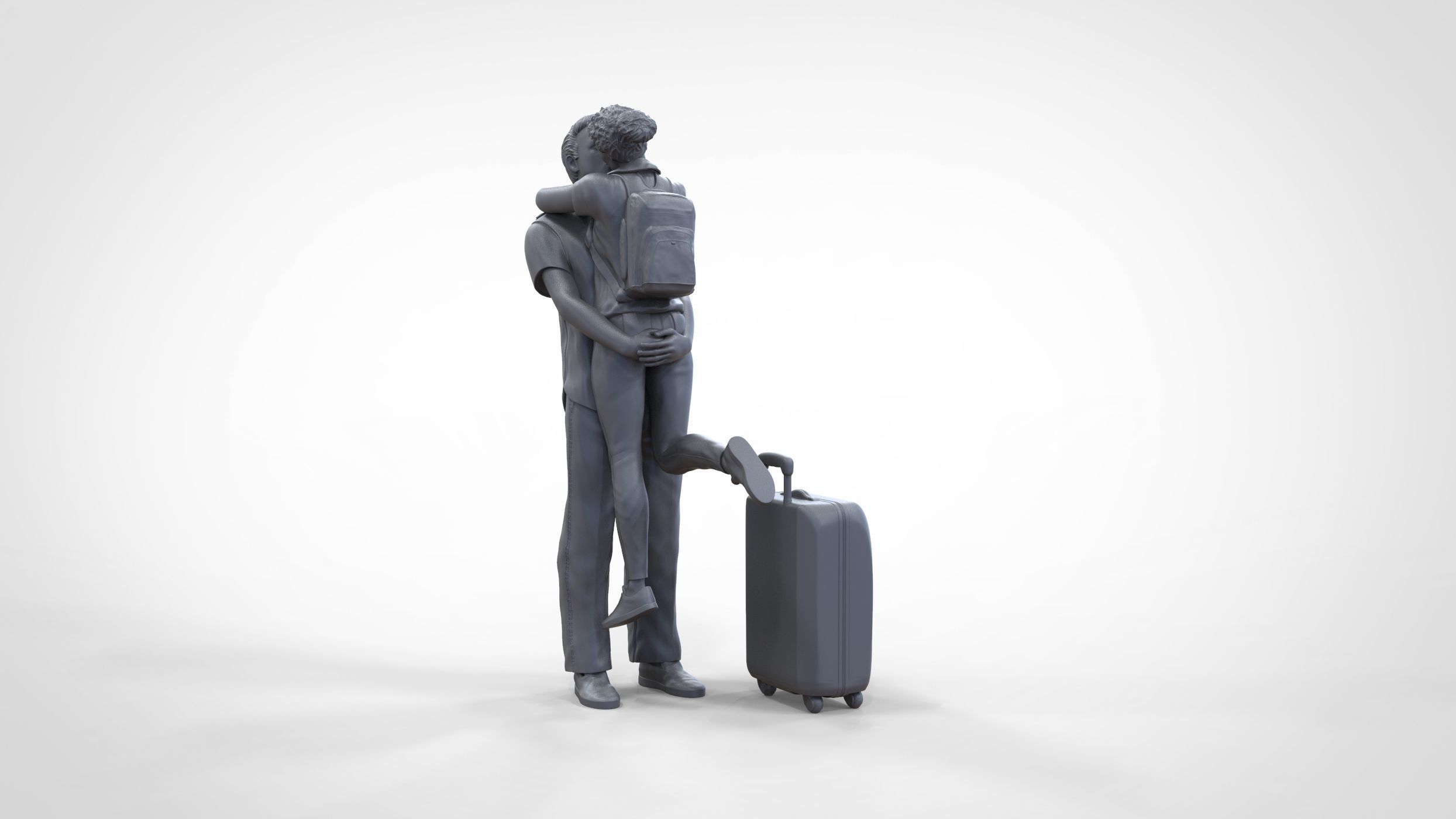 A couple saying goodbye at the station 3D model 3D printable | CGTrader